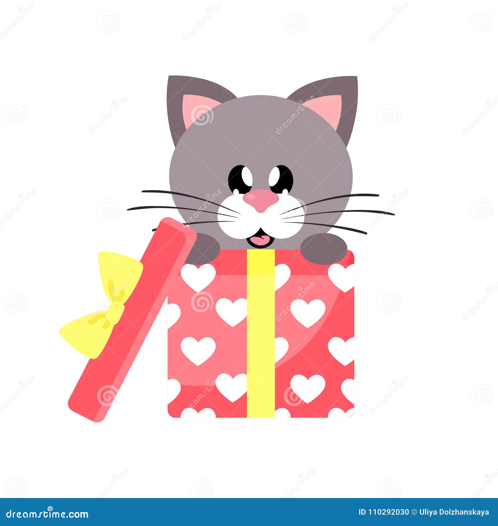 Cartoon cute cat gift stock vector. Illustration of hand - 110292030