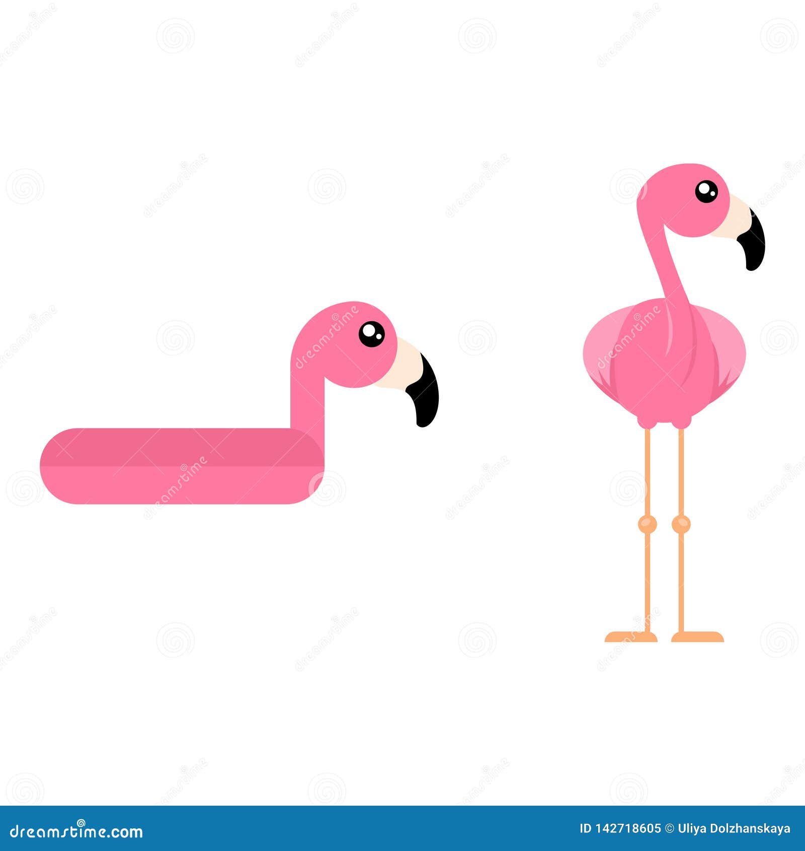 Cartoon Cute Flamingo and Flamingo Float Vector Stock Vector ...
