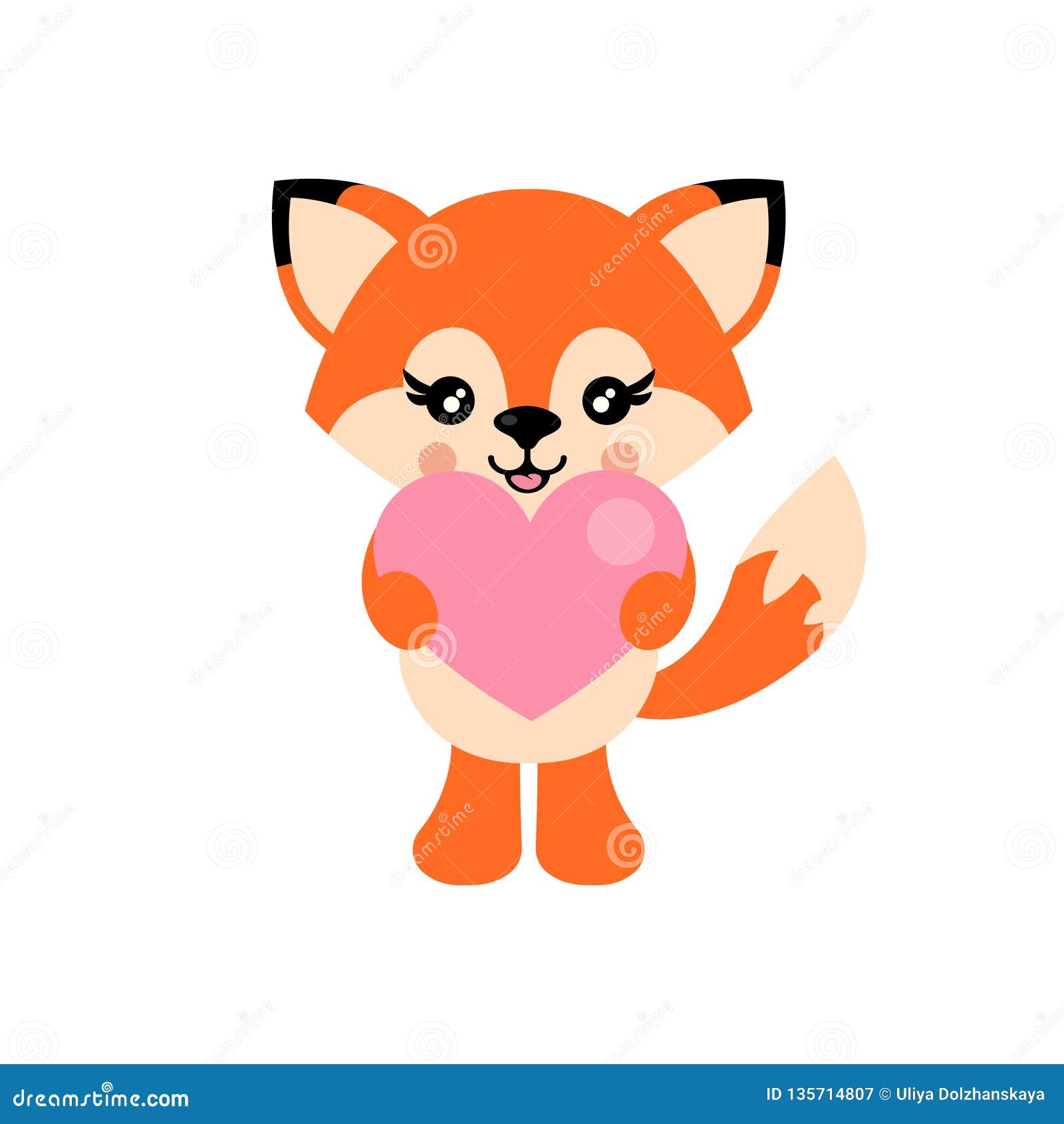 Cartoon Cute Fox with Heart Vector Stock Vector - Illustration of ...