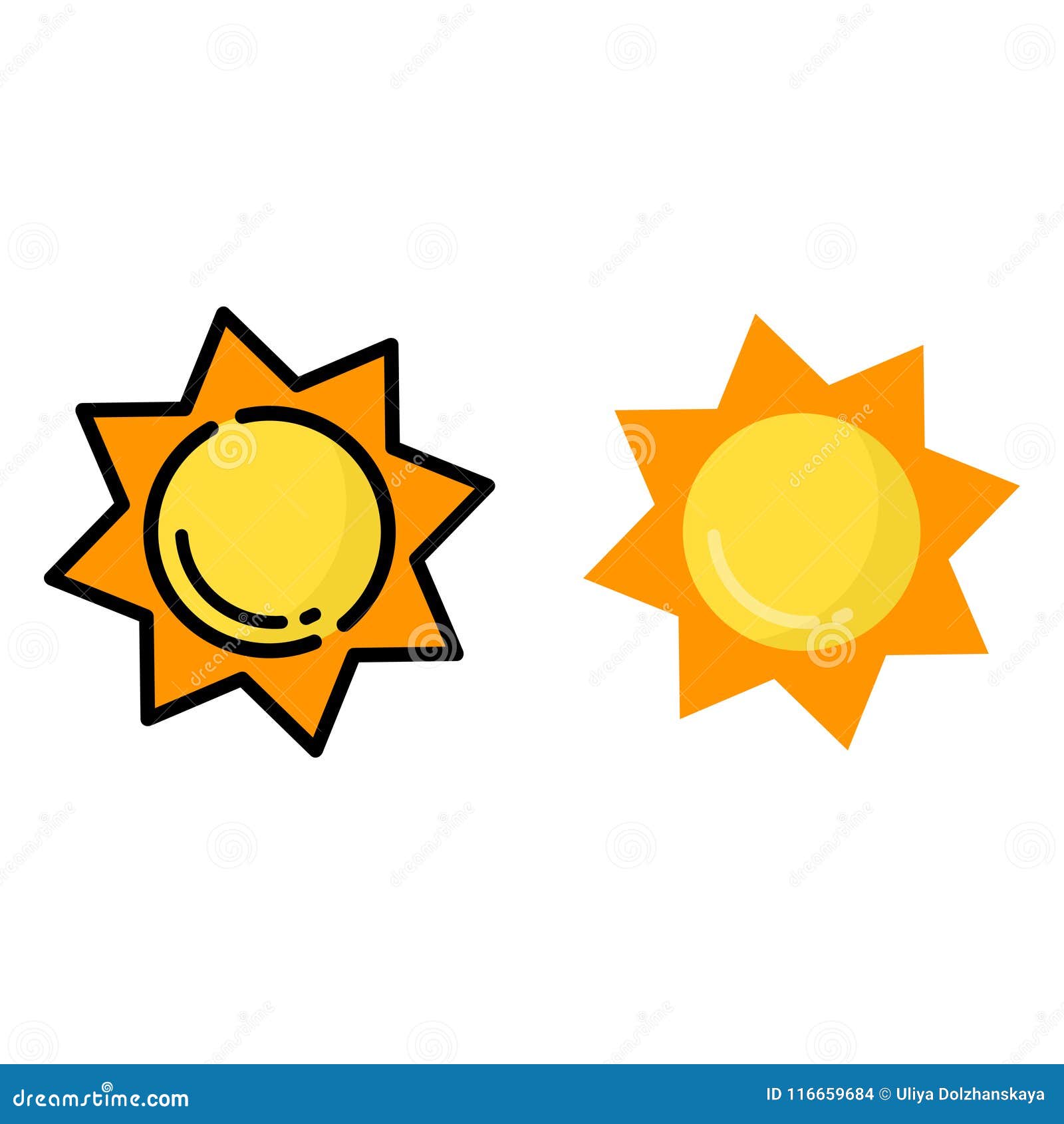Cartoon Cute Sun Vector Set Stock Vector - Illustration of morning ...