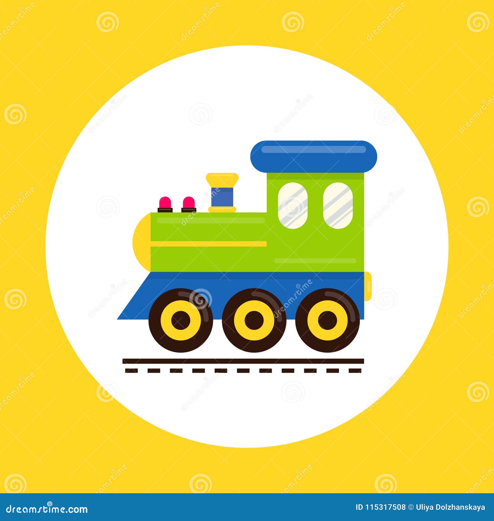 Cartoon Cute Train on Rails Icon Vector Stock Vector - Illustration of ...