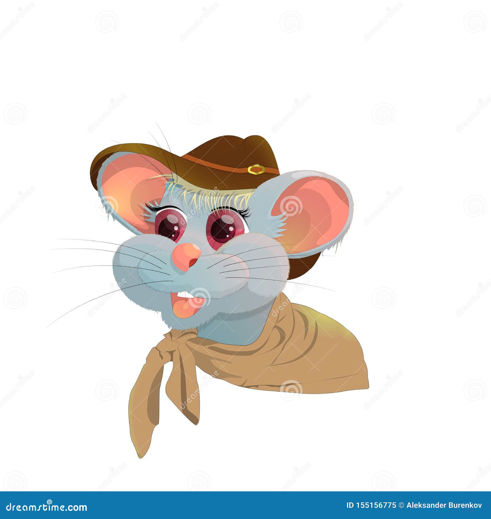 Vector Image of Cartoon Mouse in Hat and Neckerchief Stock Illustration ...