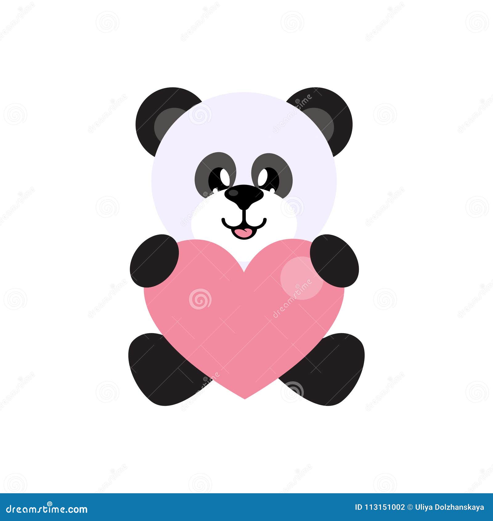 Cartoon Panda Vector Sitting with Heart Stock Vector - Illustration of ...