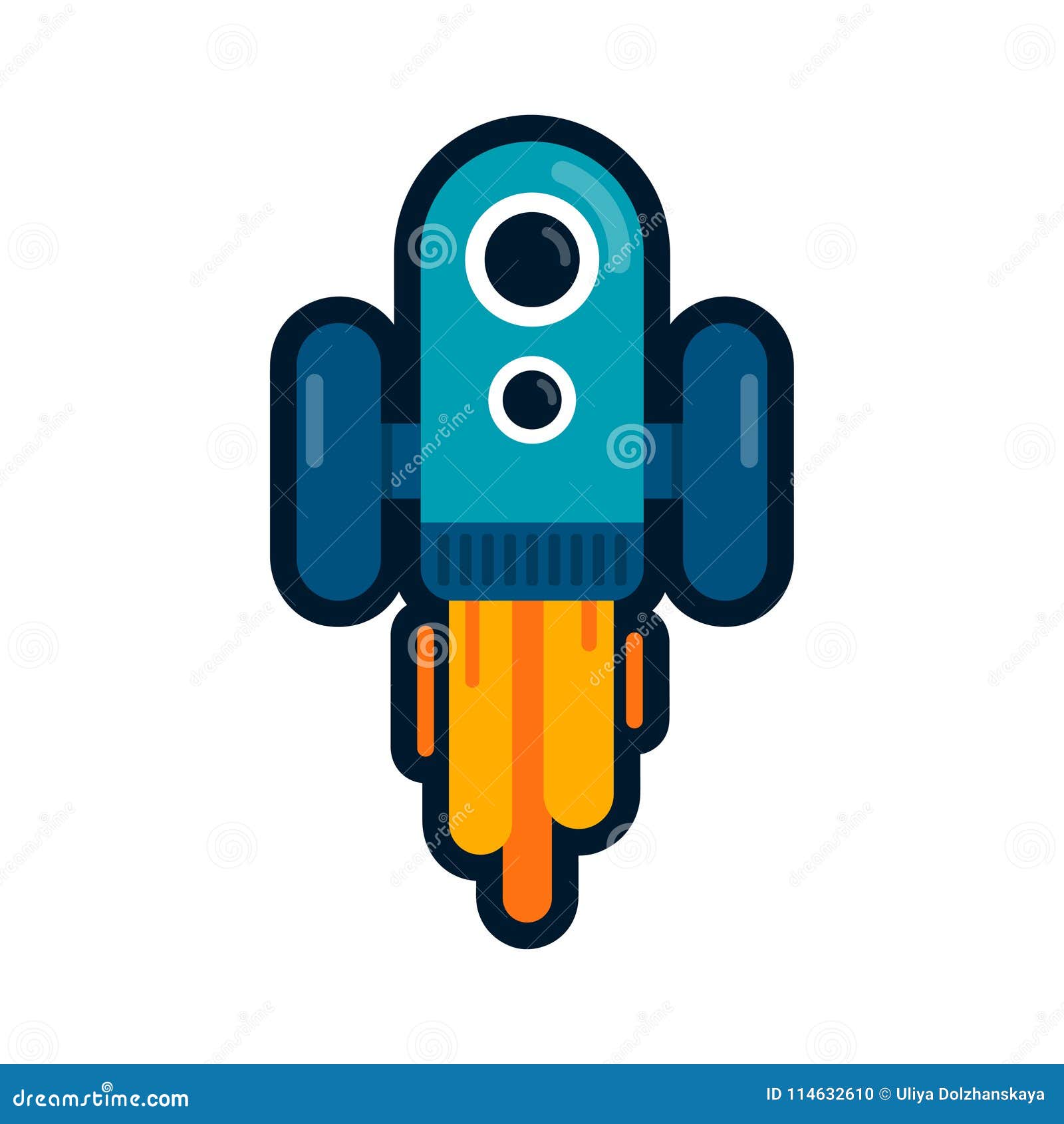 Cartoon Rocket Illustration Vector with Stroke Stock Vector ...
