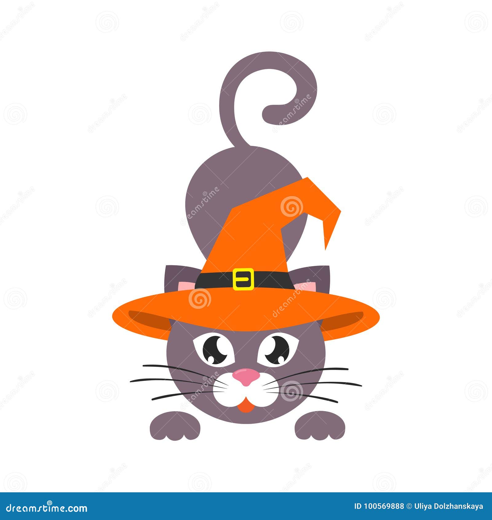 Cartoon witch cat vector stock vector. Illustration of witch - 100569888