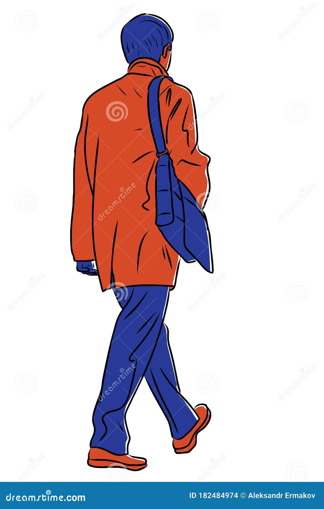 Vector Image of Casual Townsman Walking Along Street Stock Vector ...