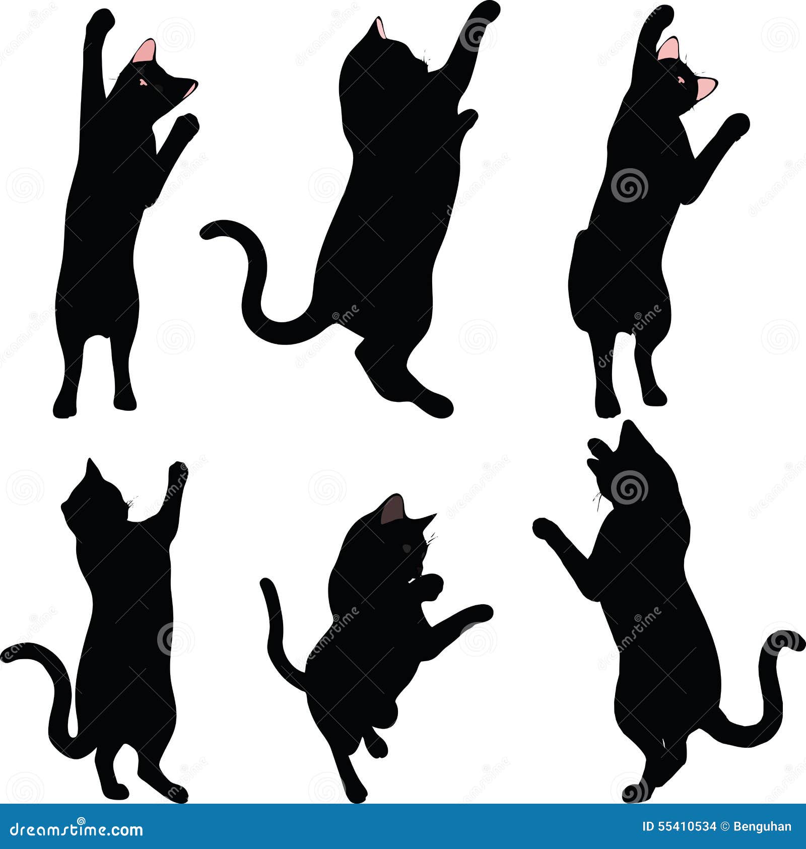 Vector Image - Cat Silhouette in Reach Pose Isolated on White ...