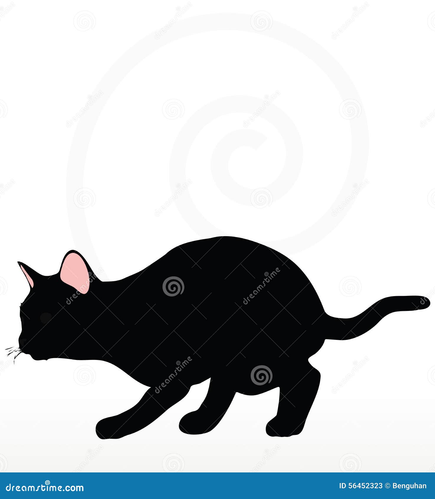 Vector Image - Cat Silhouette in Stalking Pose on White Background ...