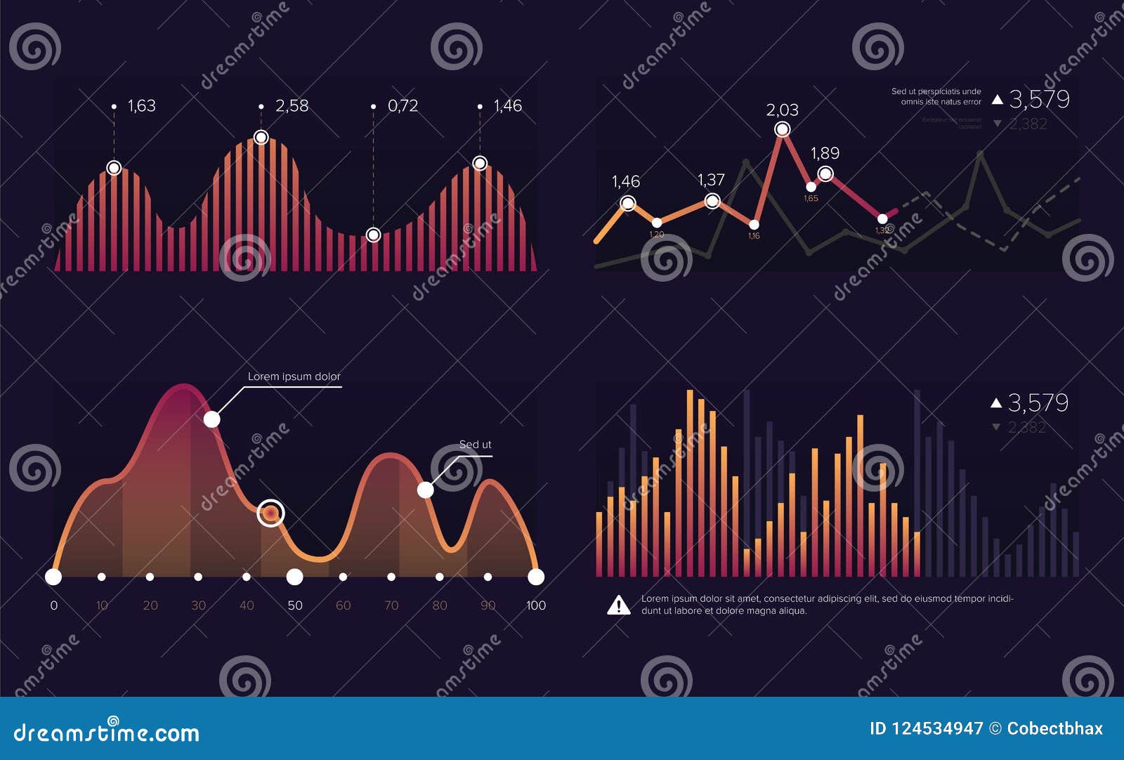 Vector Image Charts and Diagrams for Presentation or Financial Report ...
