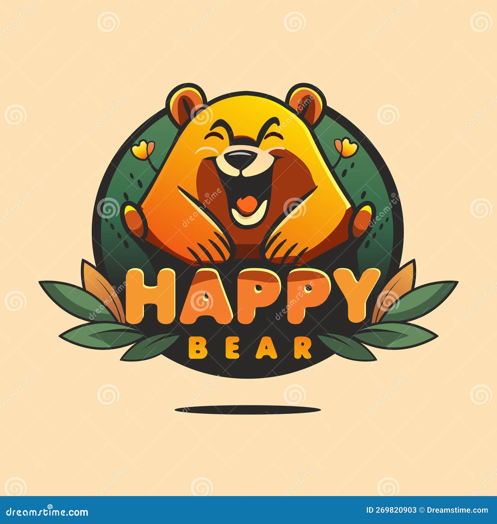 Vector Image of a Cheerful Bear. Smiling Bear in Poles Stock Vector ...