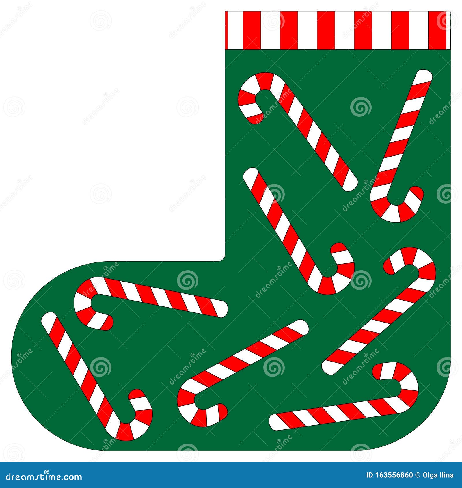 Vector Image of Christmas Sock with Candy Canes Stock Illustration ...