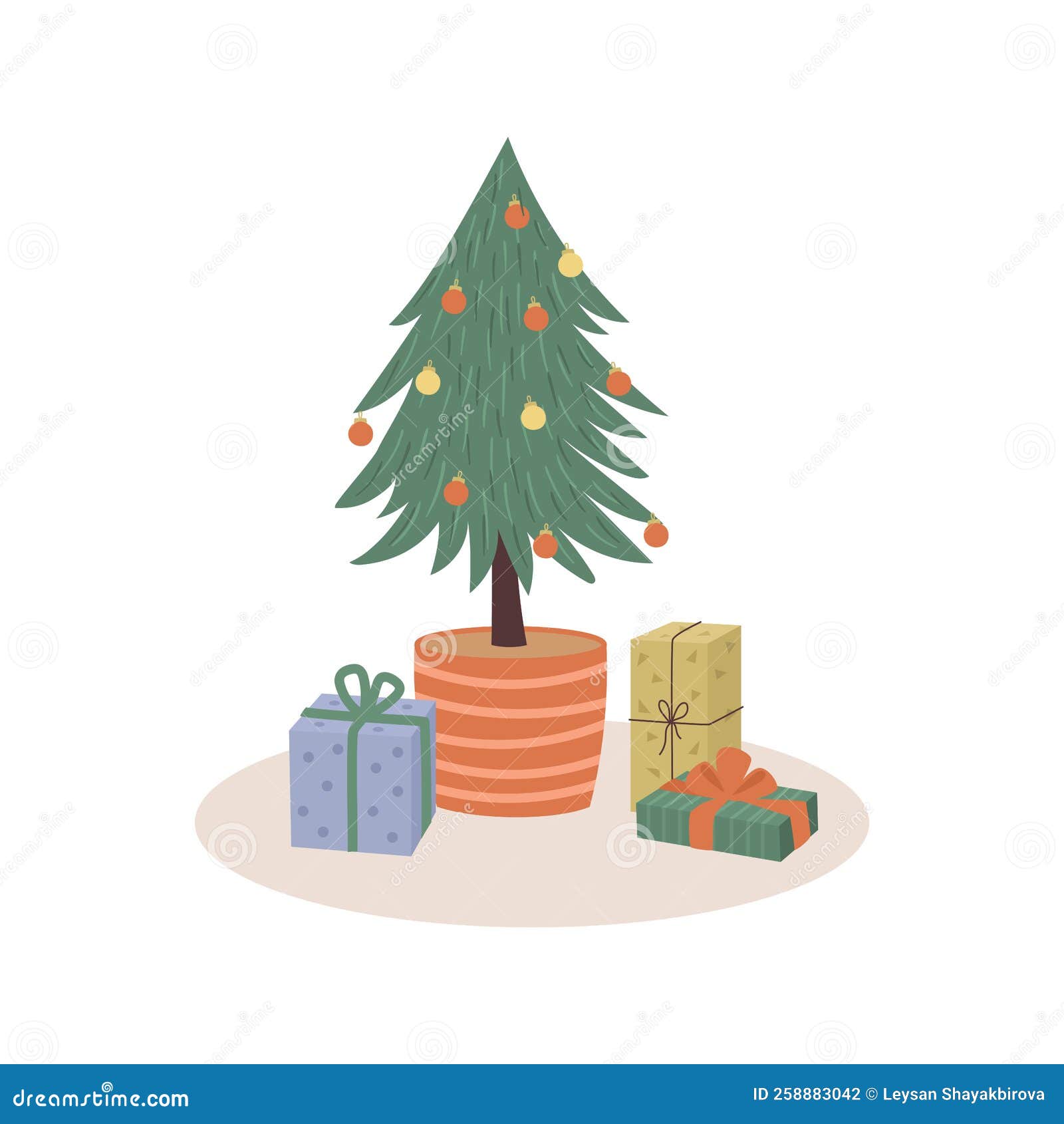 Vector Image of a Christmas Tree and Gifts Stock Vector - Illustration ...