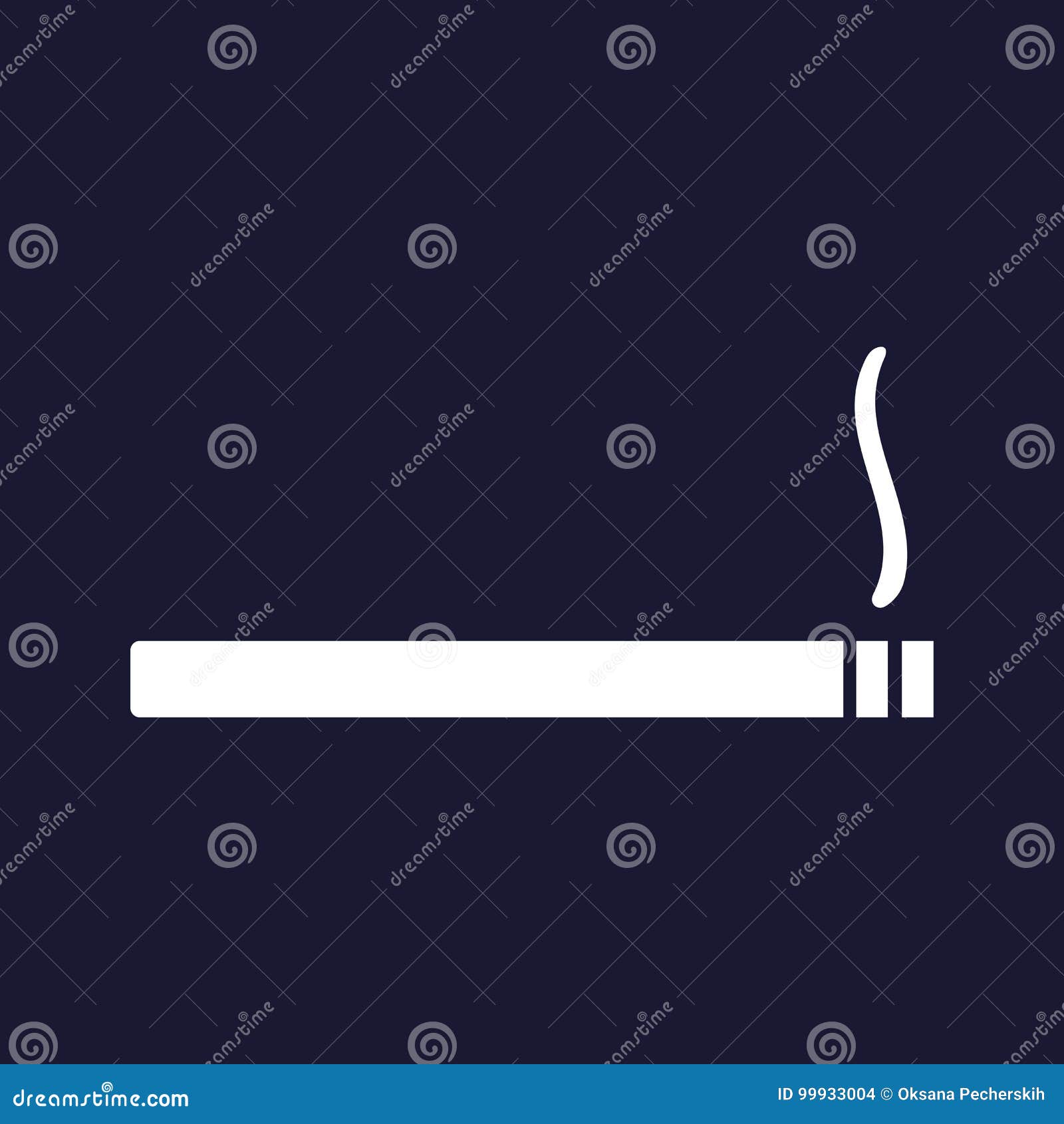 Vector Image Cigarettes with Smoke. Vector White Icon on Dark Bl Stock ...