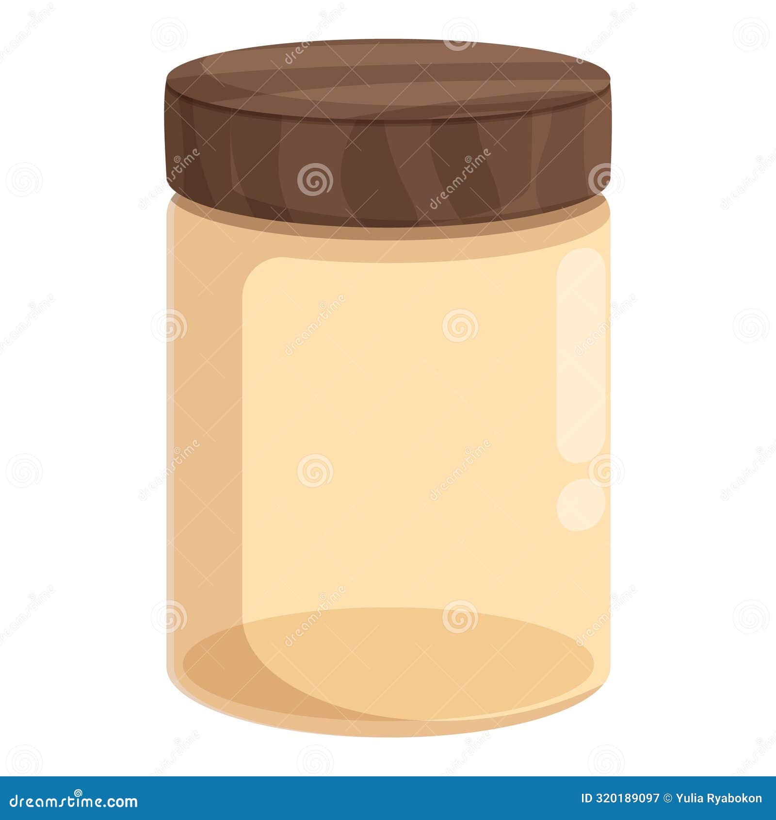 Vector Image of a Clear Jar with a Blank Label and Brown Lid, Isolated ...