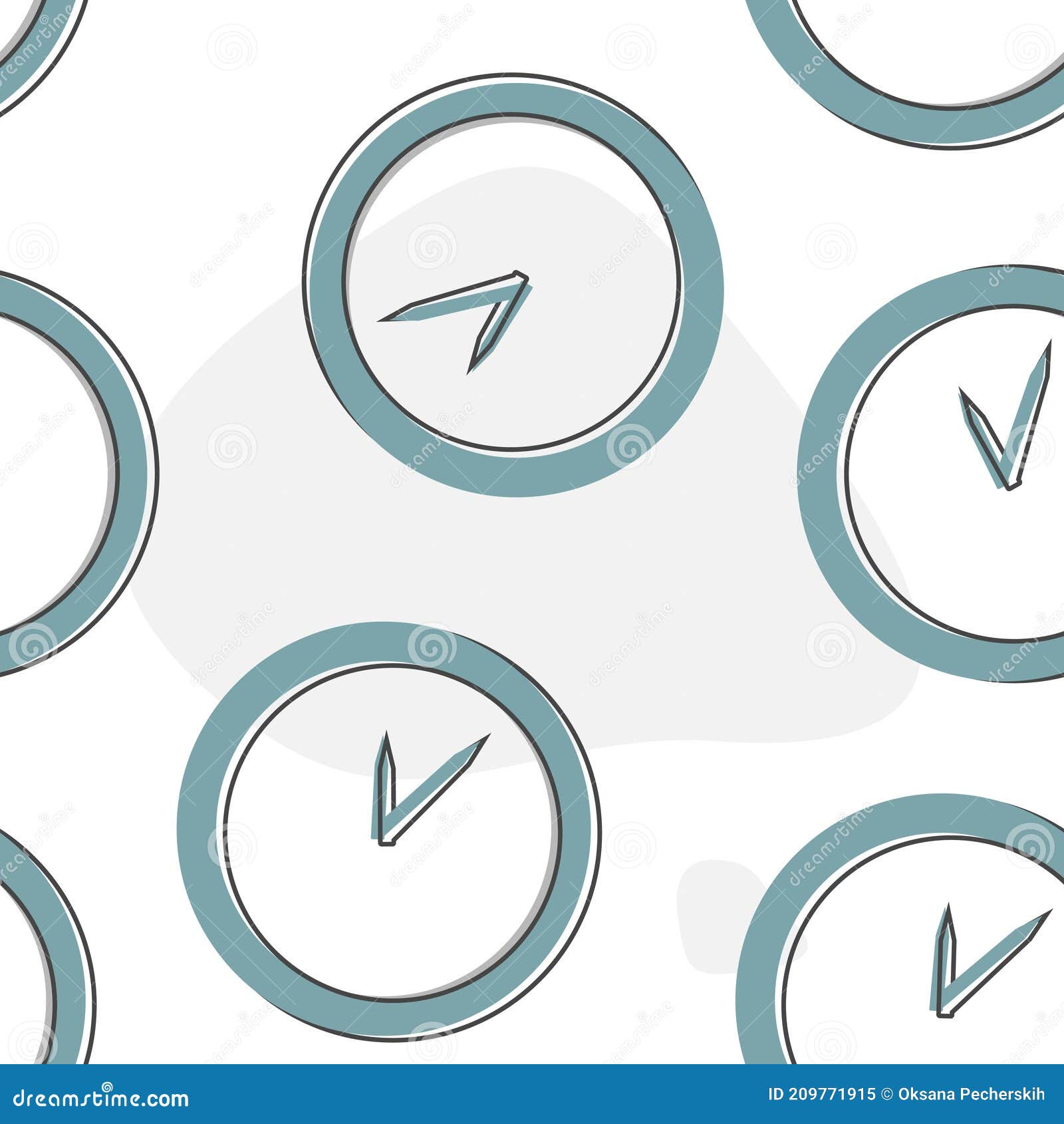 Vector Image of a Clock Cartoon Style on Seamless Pattern on a White ...