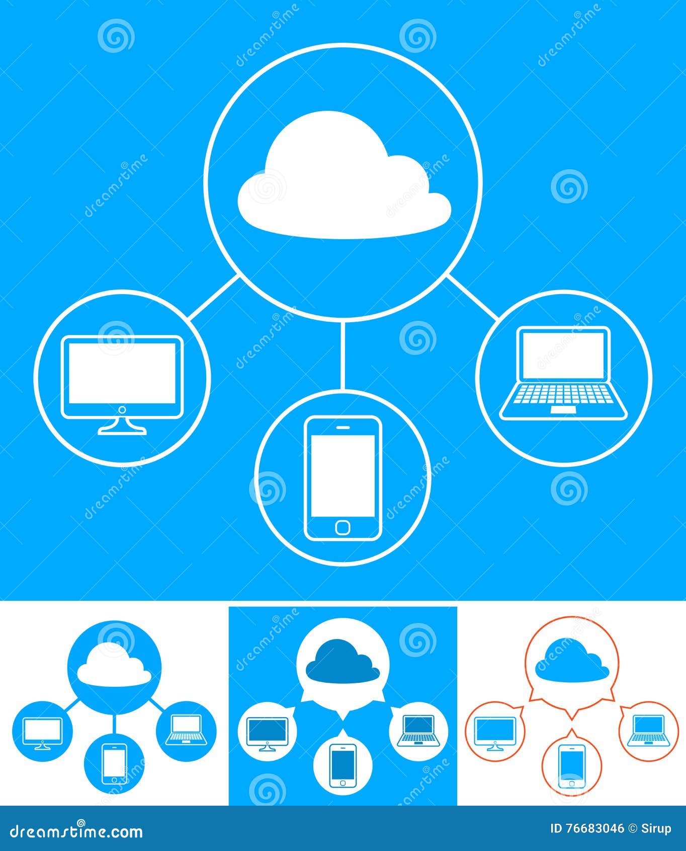 Vector Image of Cloud Computing Devices Stock Vector - Illustration of ...