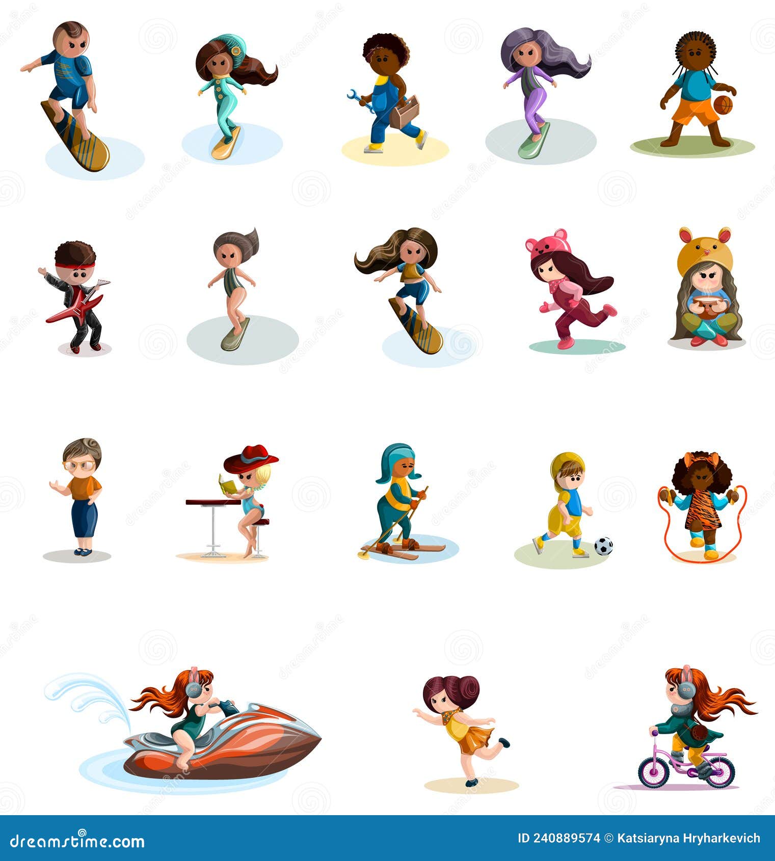 Vector Image of a Collection of Stylized Characters with Versatile ...