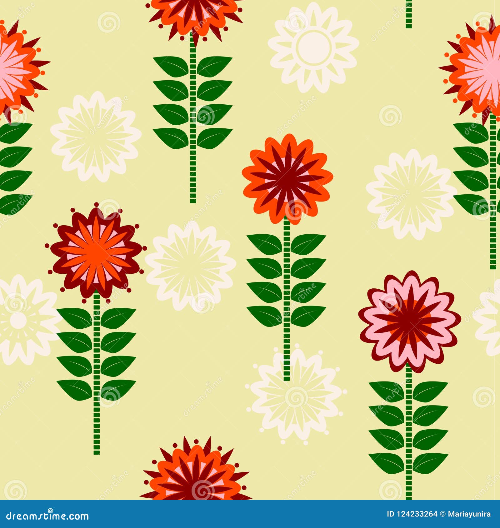Colorful Flower and Stem Illustration Vector Background Stock Vector ...