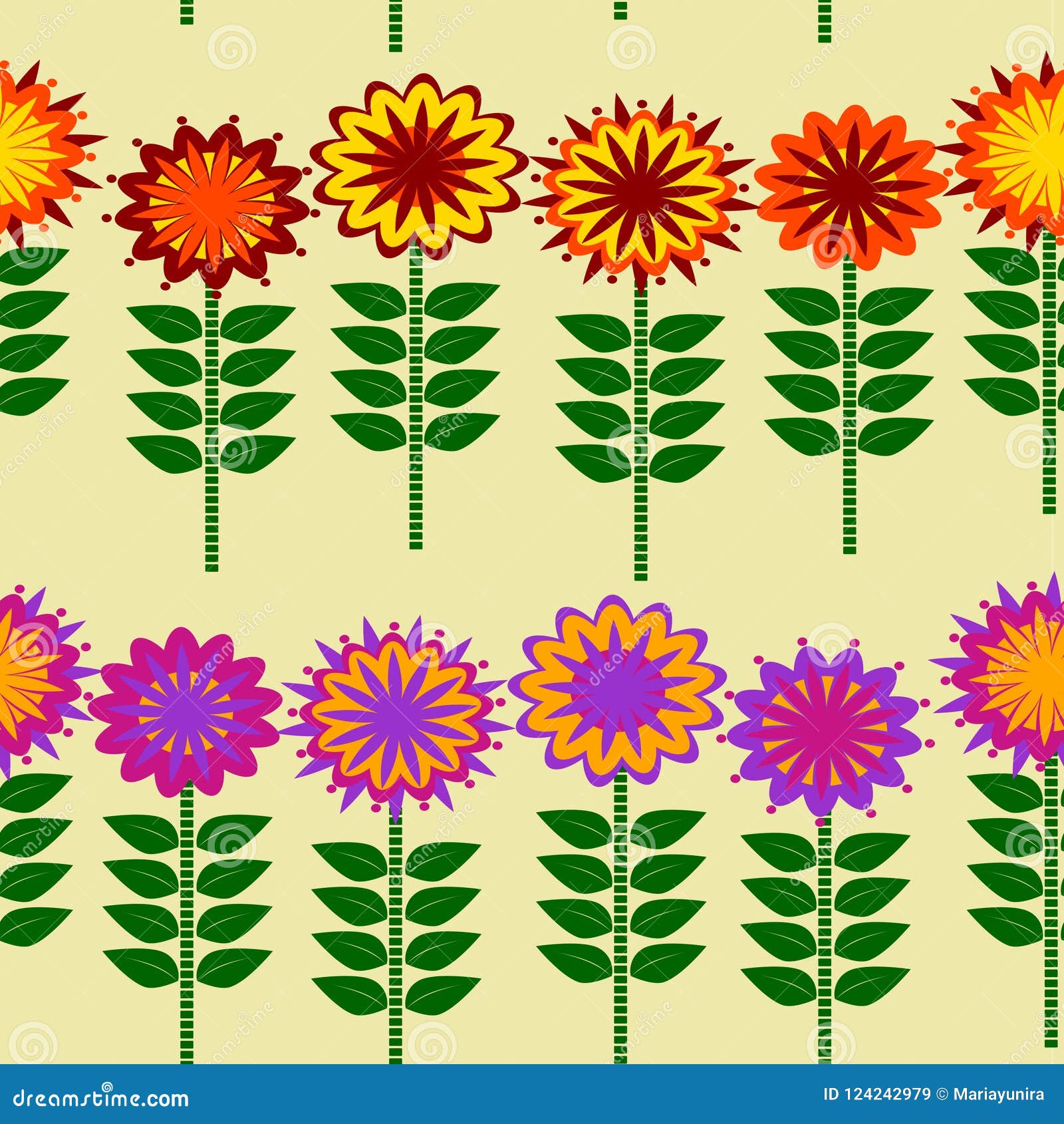 Colorful Flower and Stem Illustration Vector Background Stock Vector ...