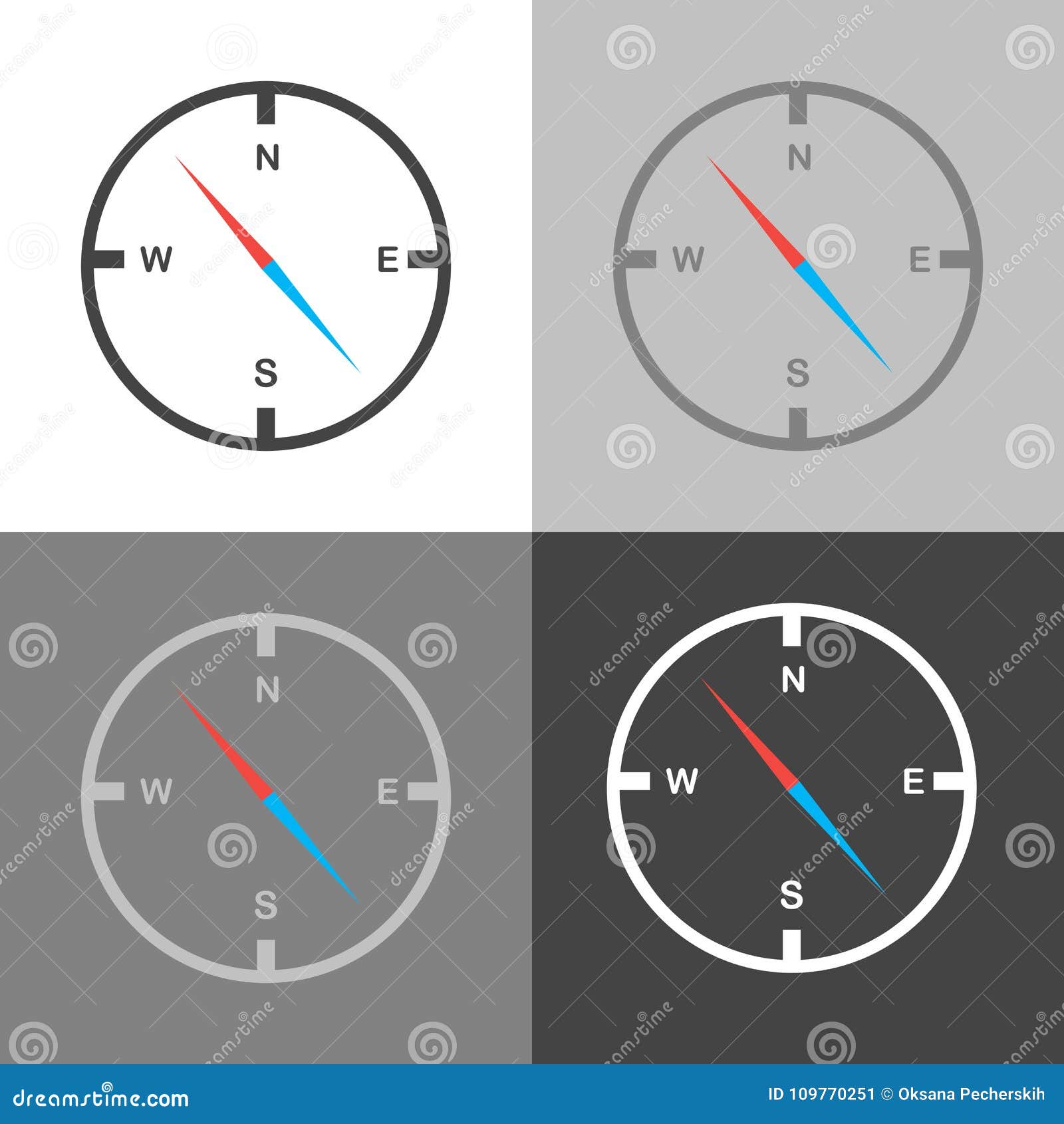 Vector Image of a Compass. Compass for Determining the Sides of Stock ...