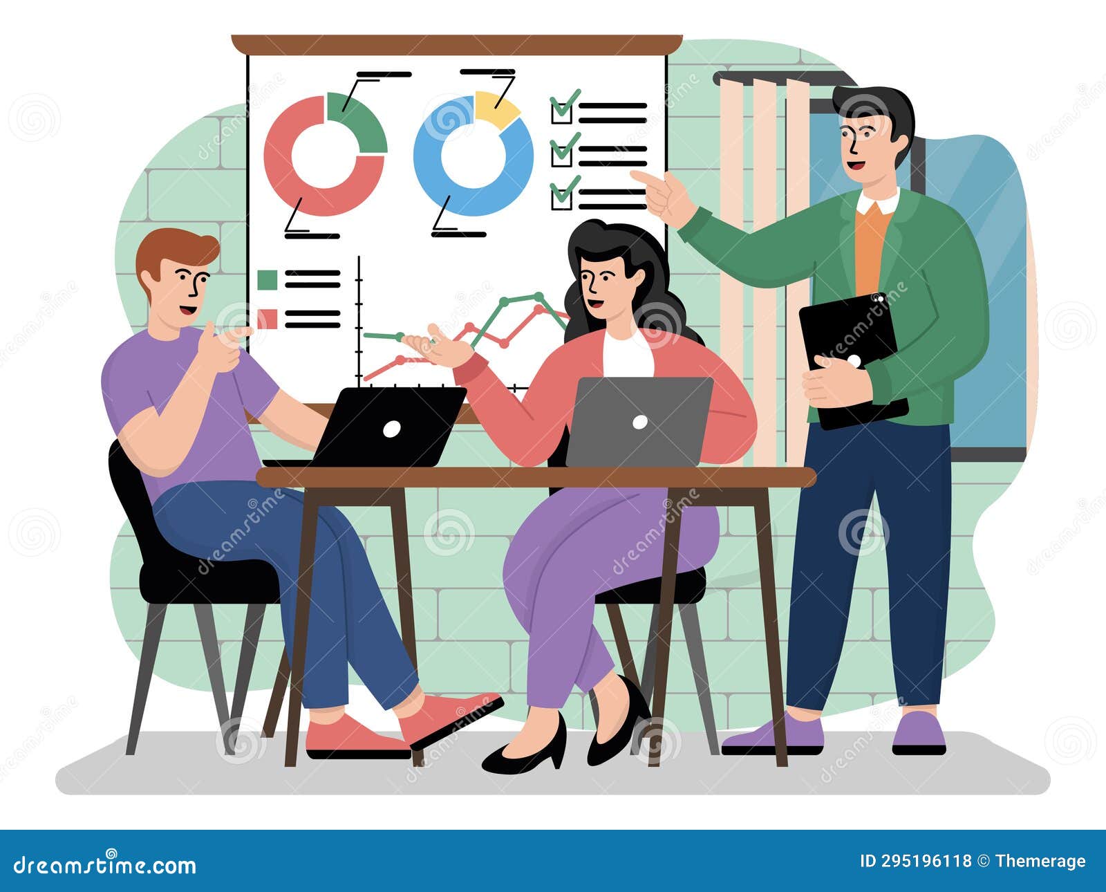 Vector Image of Corporate Team Working in Vector Stock Illustration ...