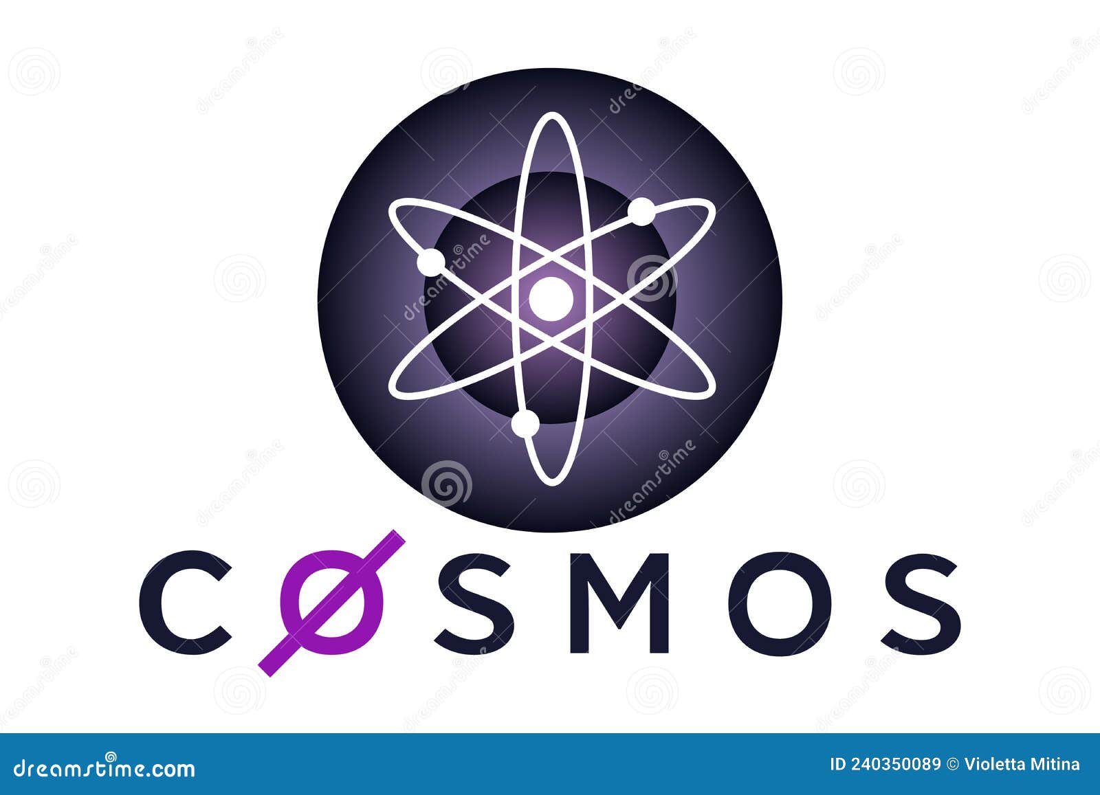 Cosmos. Cryptocurrency Logo on a White Background with Text Stock ...