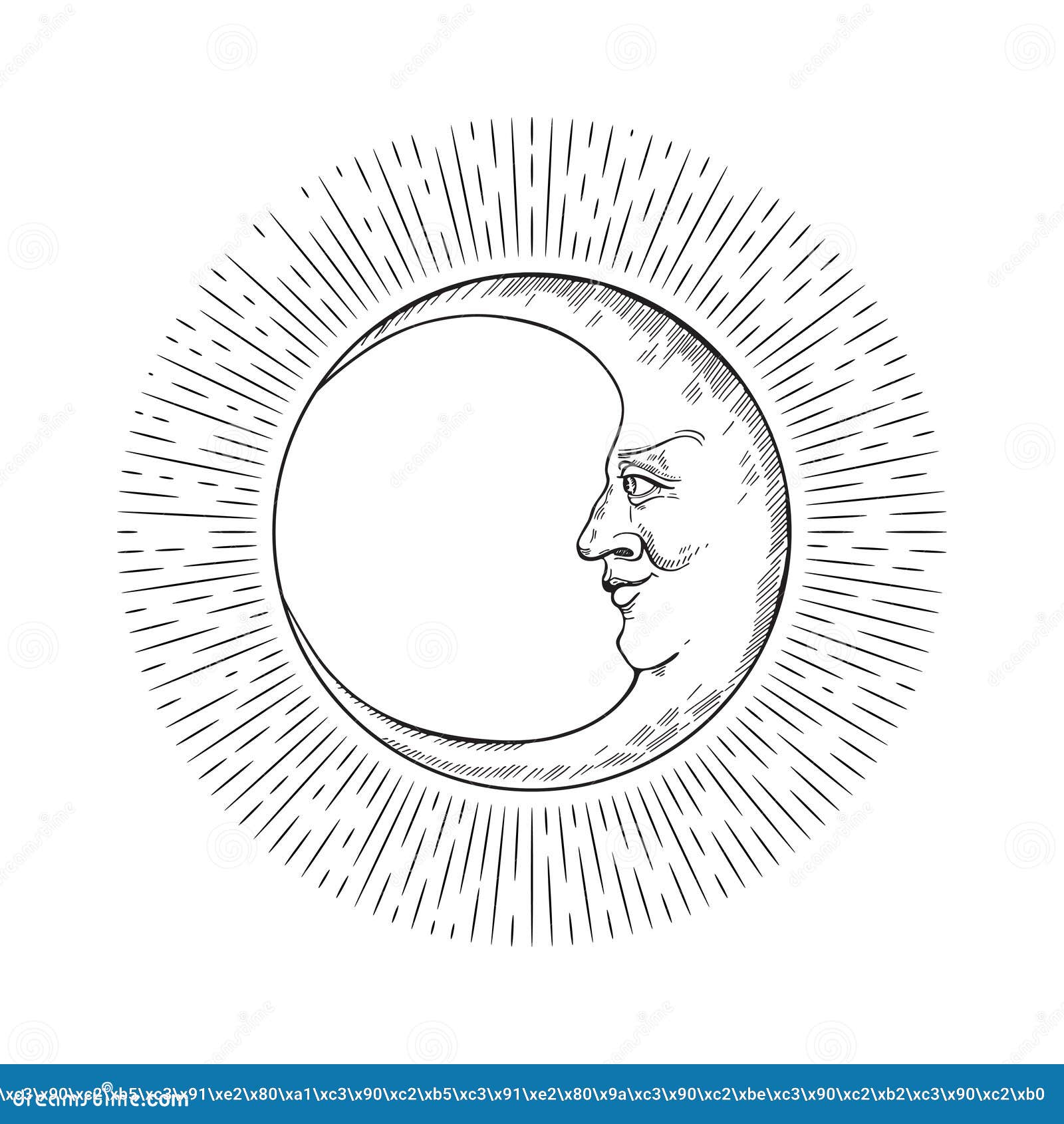 Vector Image of a Crescent Moon. Moon Face Stock Vector - Illustration ...