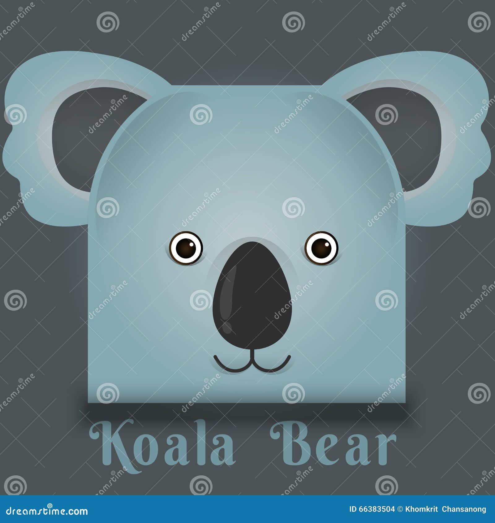 Vector Image of a Cute Koala Bear Square Style Stock Illustration ...