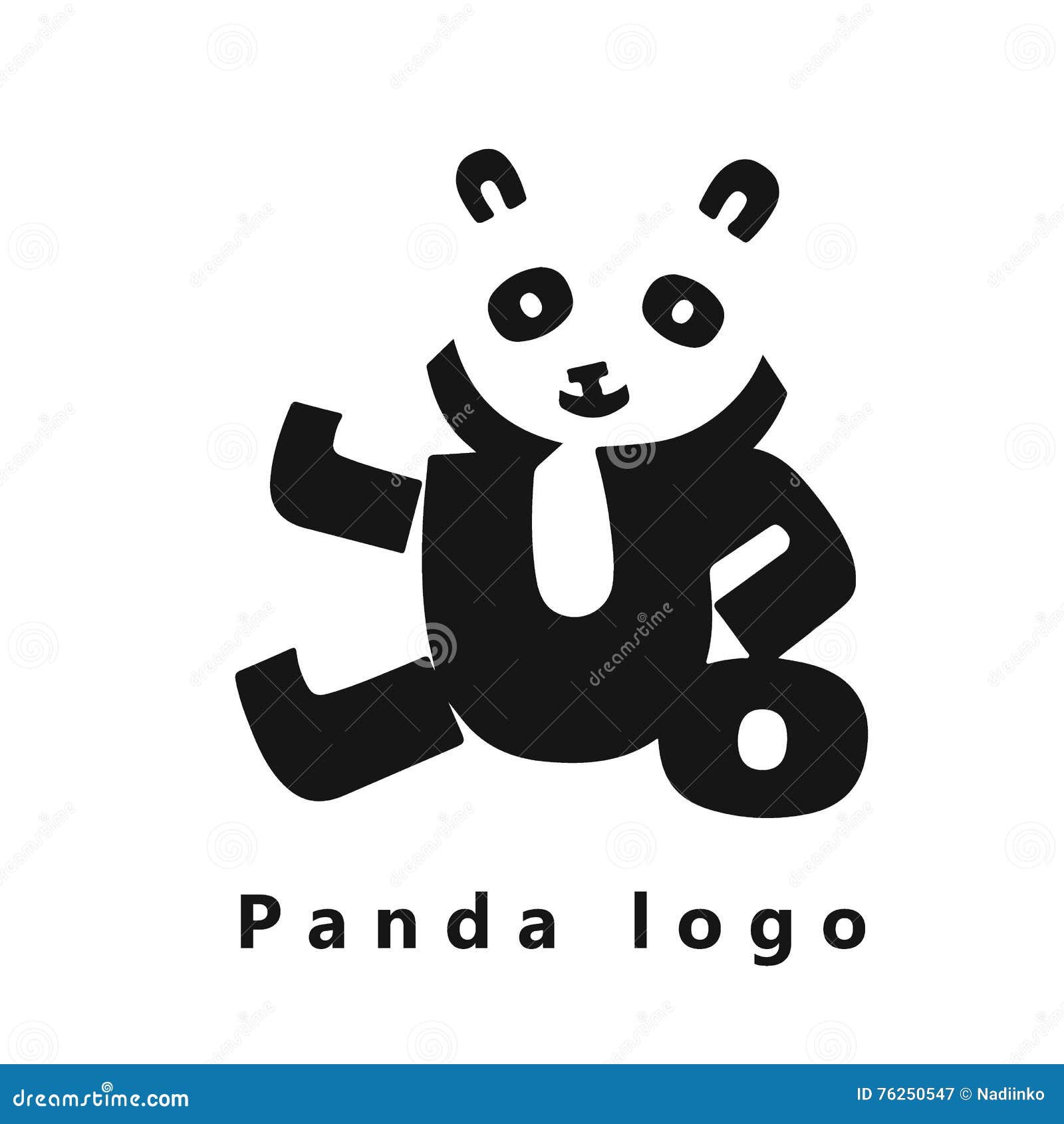 Vector Image of a Cute Panda Made of Black Letters on a White ...