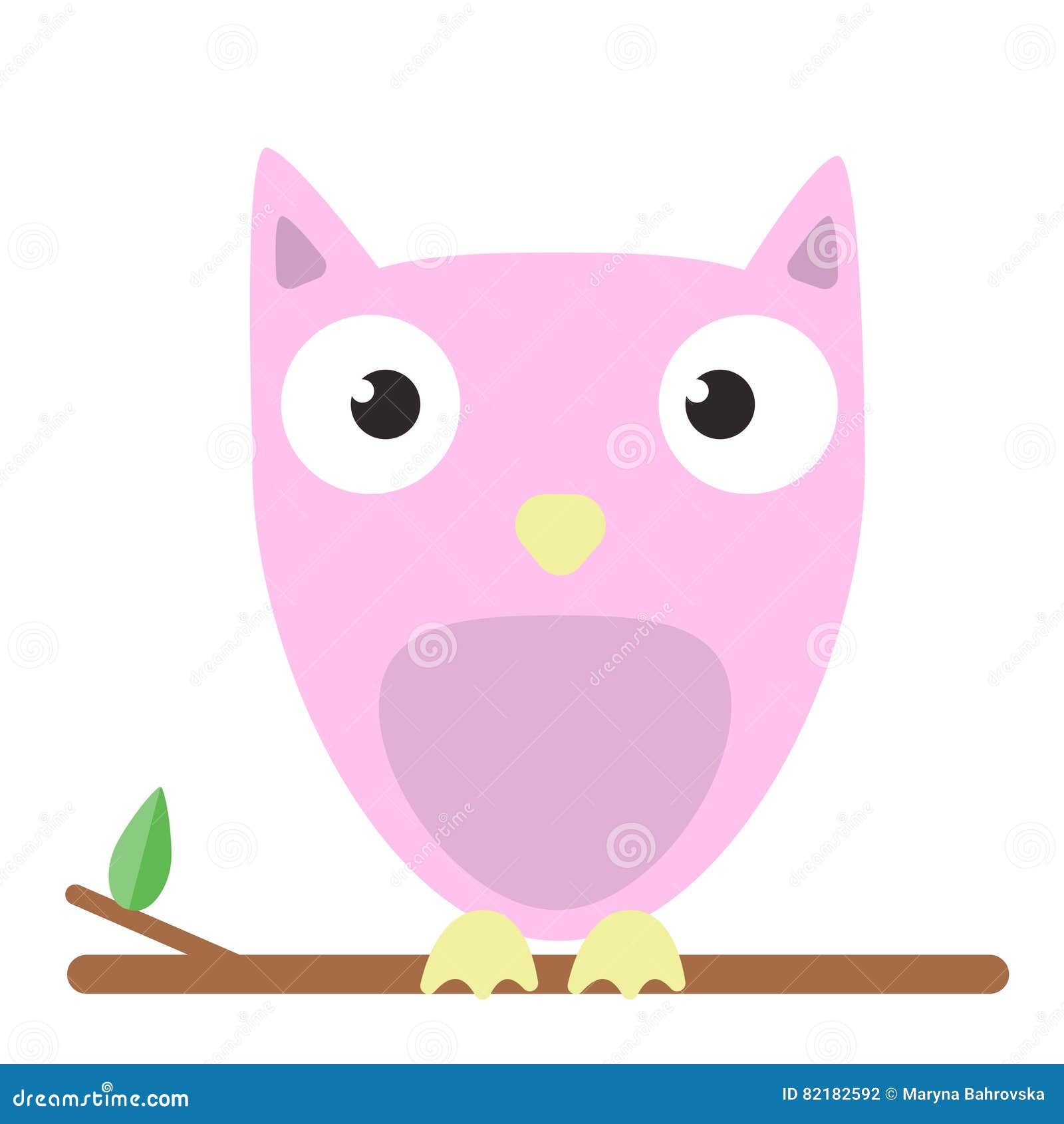 Vector Image of a Cute Pink Owl on White Background Stock Vector ...