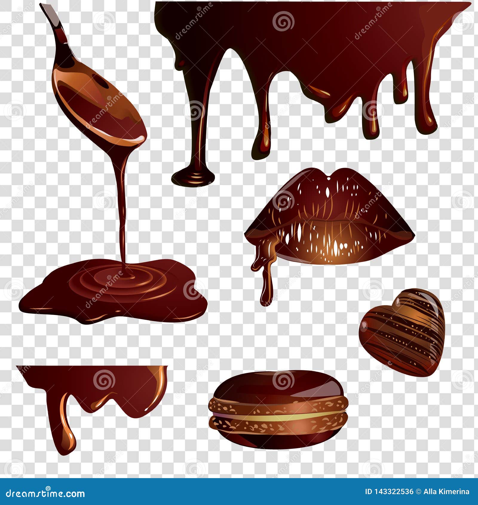 Vector Image of Dark Chocolate Drips on a Transparent Background. Stock ...