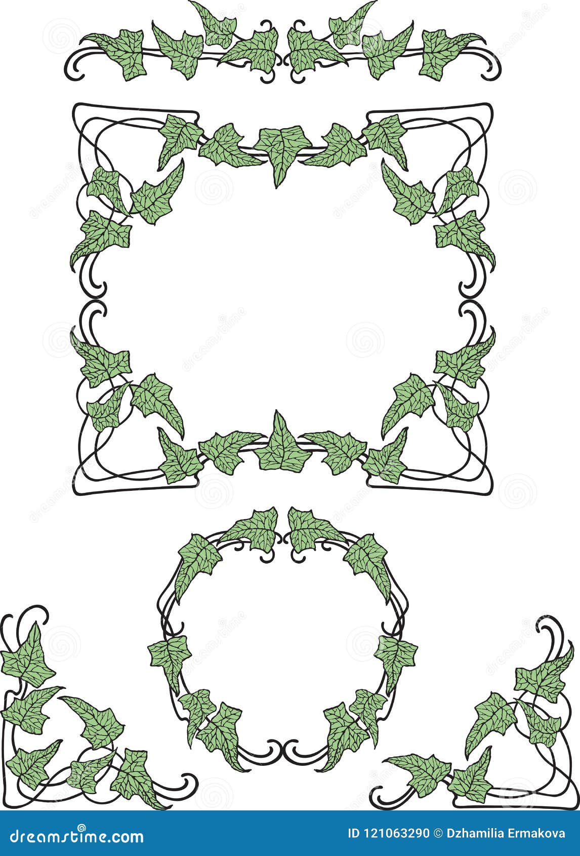 Vector Image of Decorative Vine in Shape of Various Frames Stock Vector ...