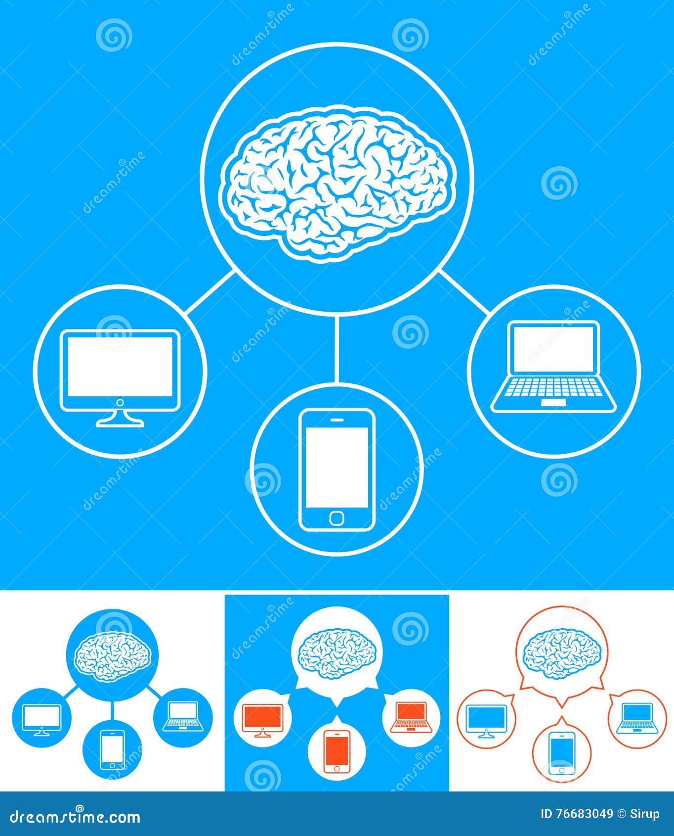 Vector Image of Devices Connected To Central Brain Stock Vector ...