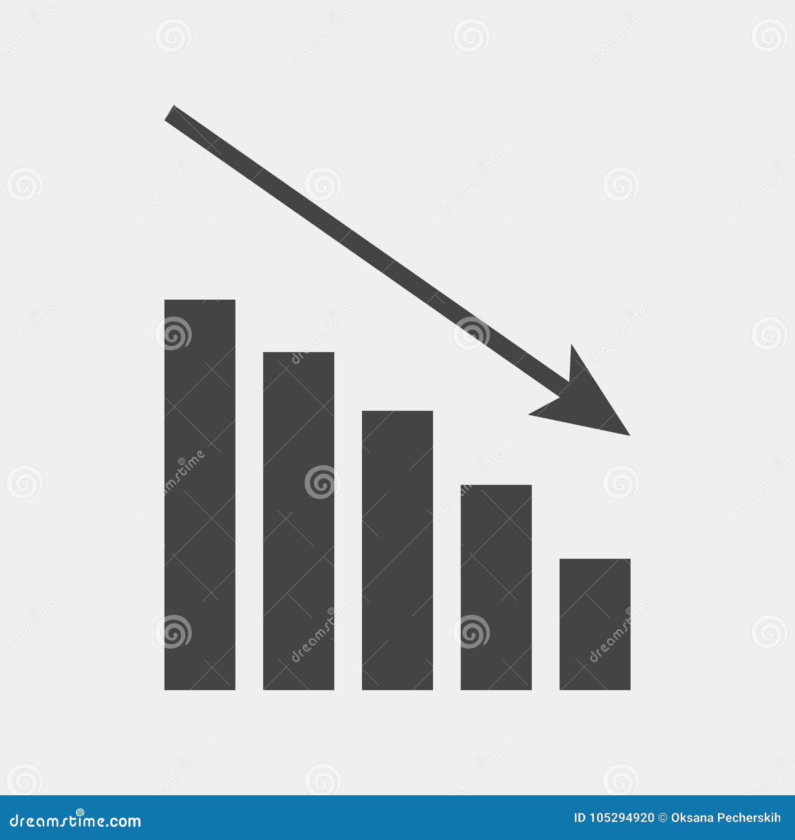 Vector Image Diagram of Decline. the Arrow on the Graph Shows Down ...