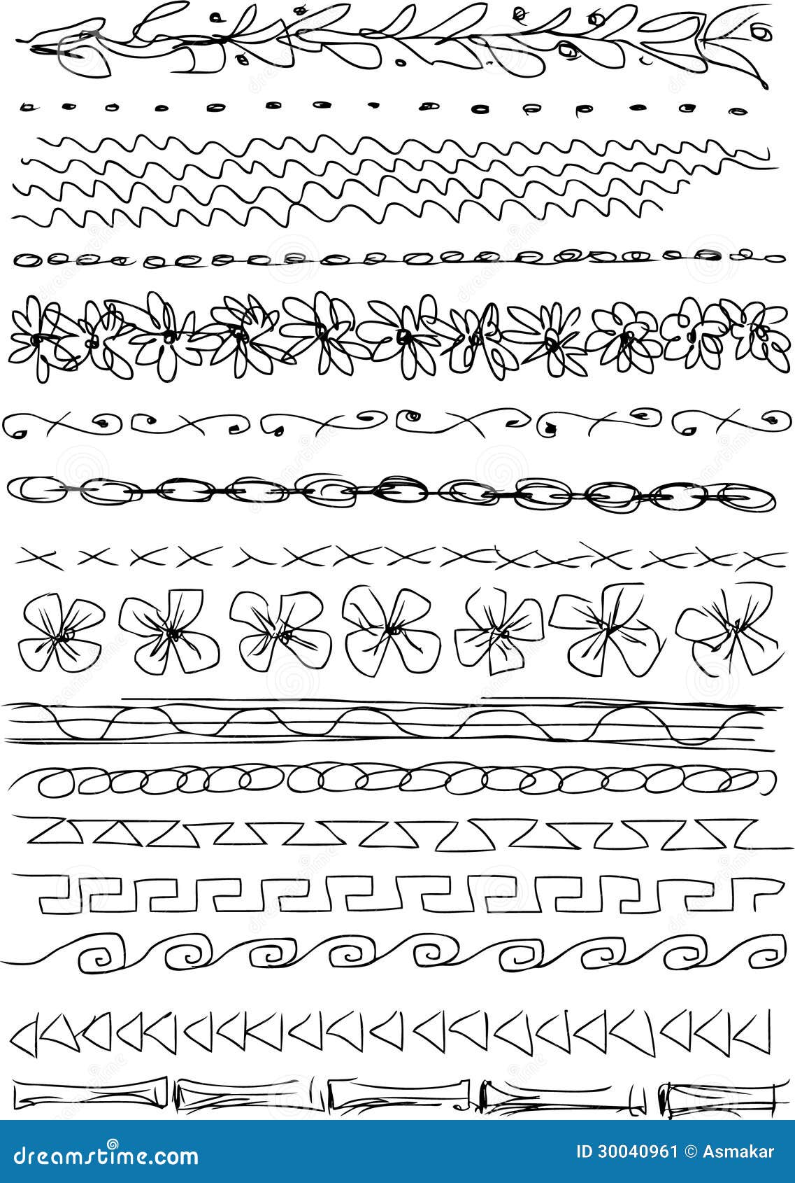Doodle borders stock vector. Illustration of sketch, ornamental - 30040961