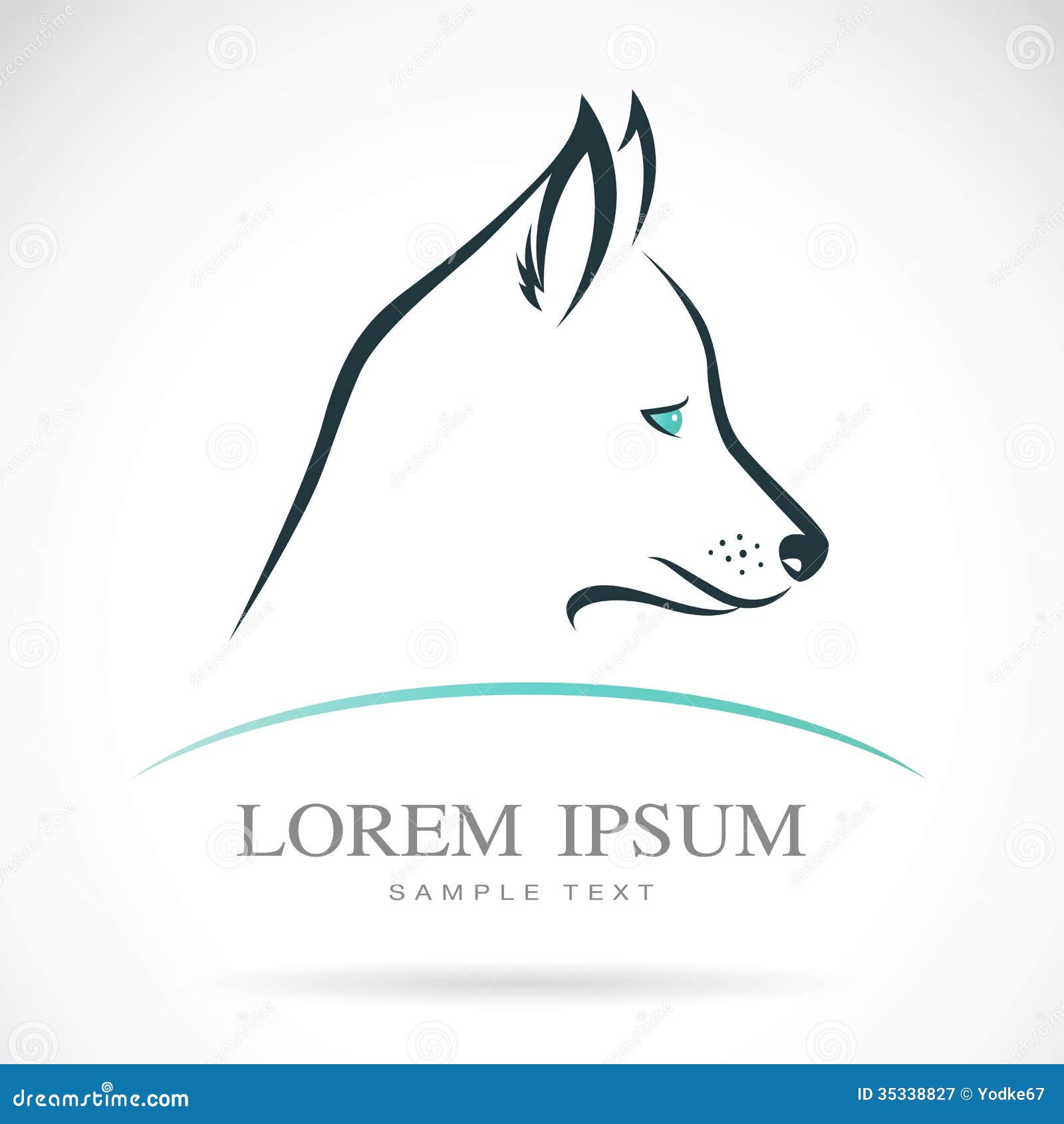 Siberian Husky Collection Standing Side View And Head. Ink Black And ...