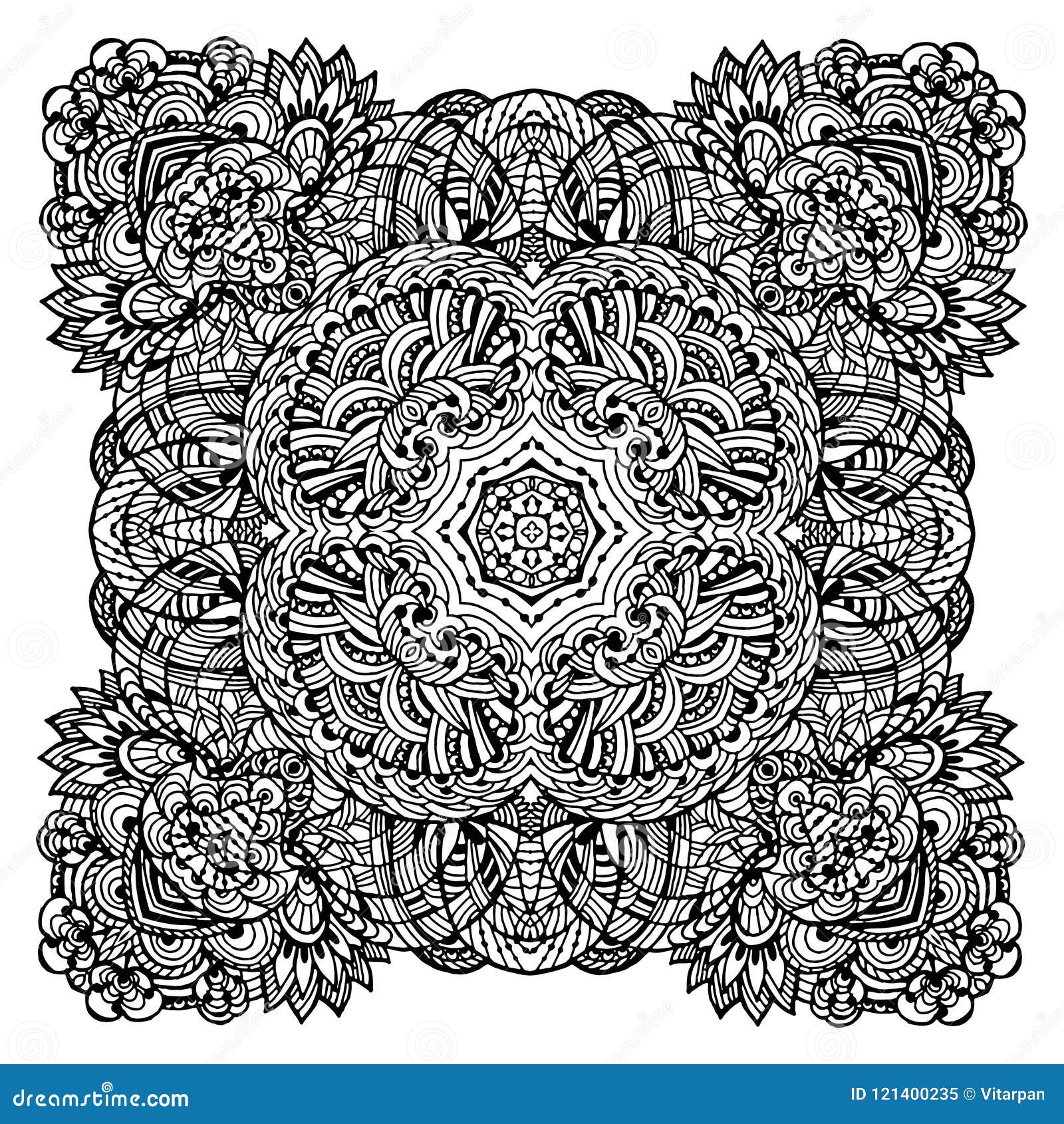 Vector Image Doodle, Drawing for Coloring the Mandala. Square or Stock ...