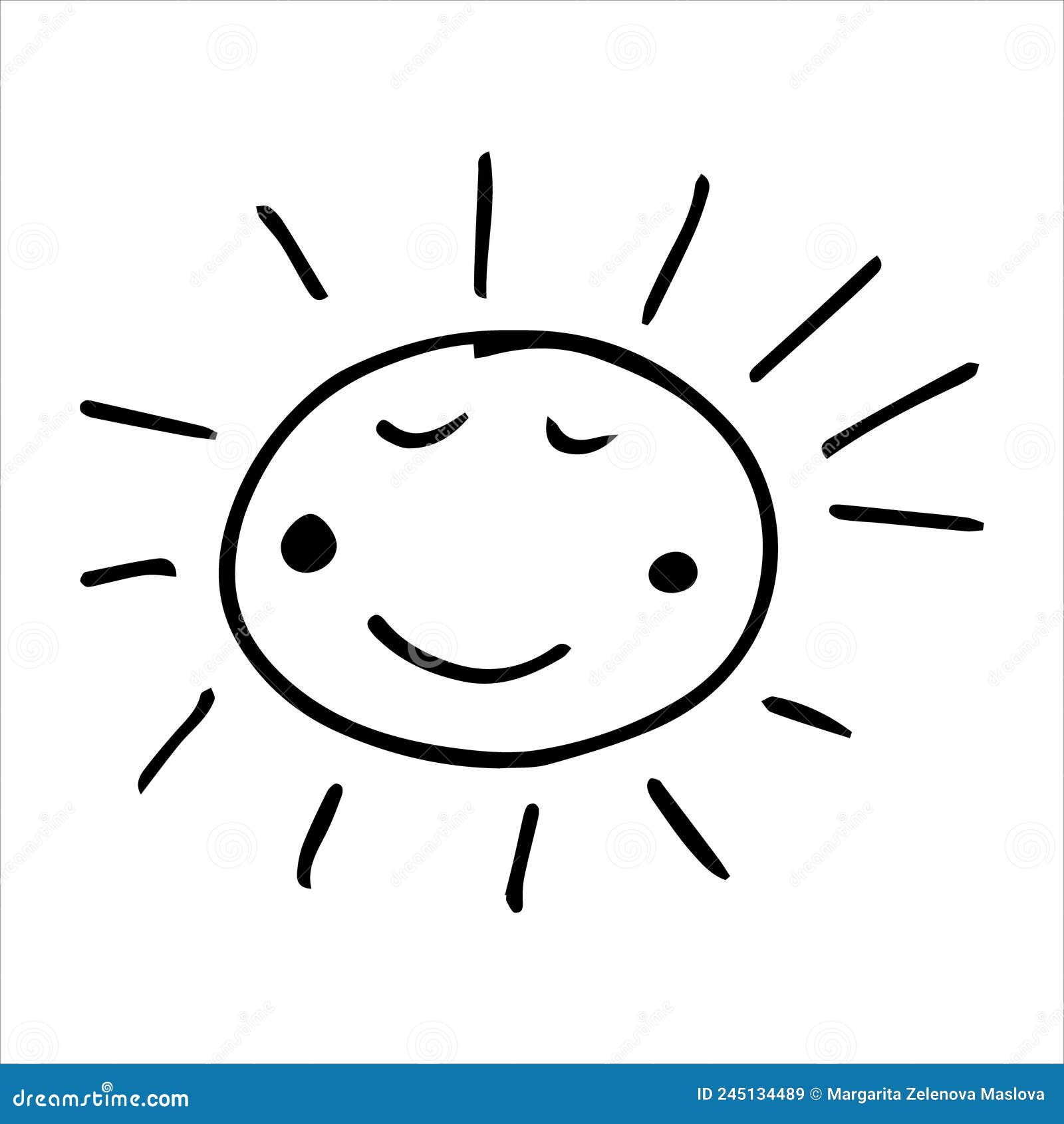 Vector Image of the Doodle Sun with Rays. Stock Vector - Illustration ...