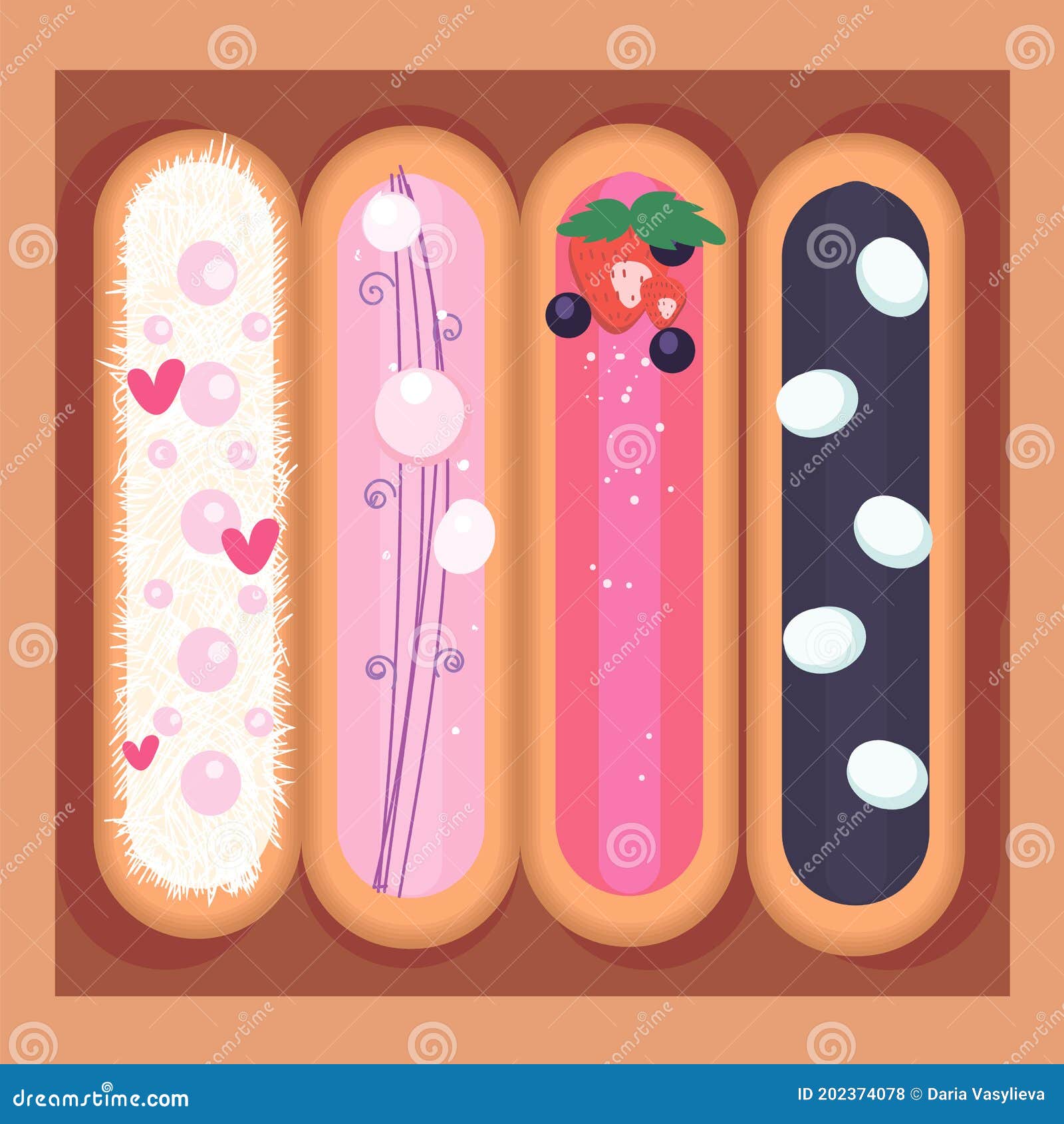 Set of Icons, Set of Eclairs Stock Vector - Illustration of icon ...