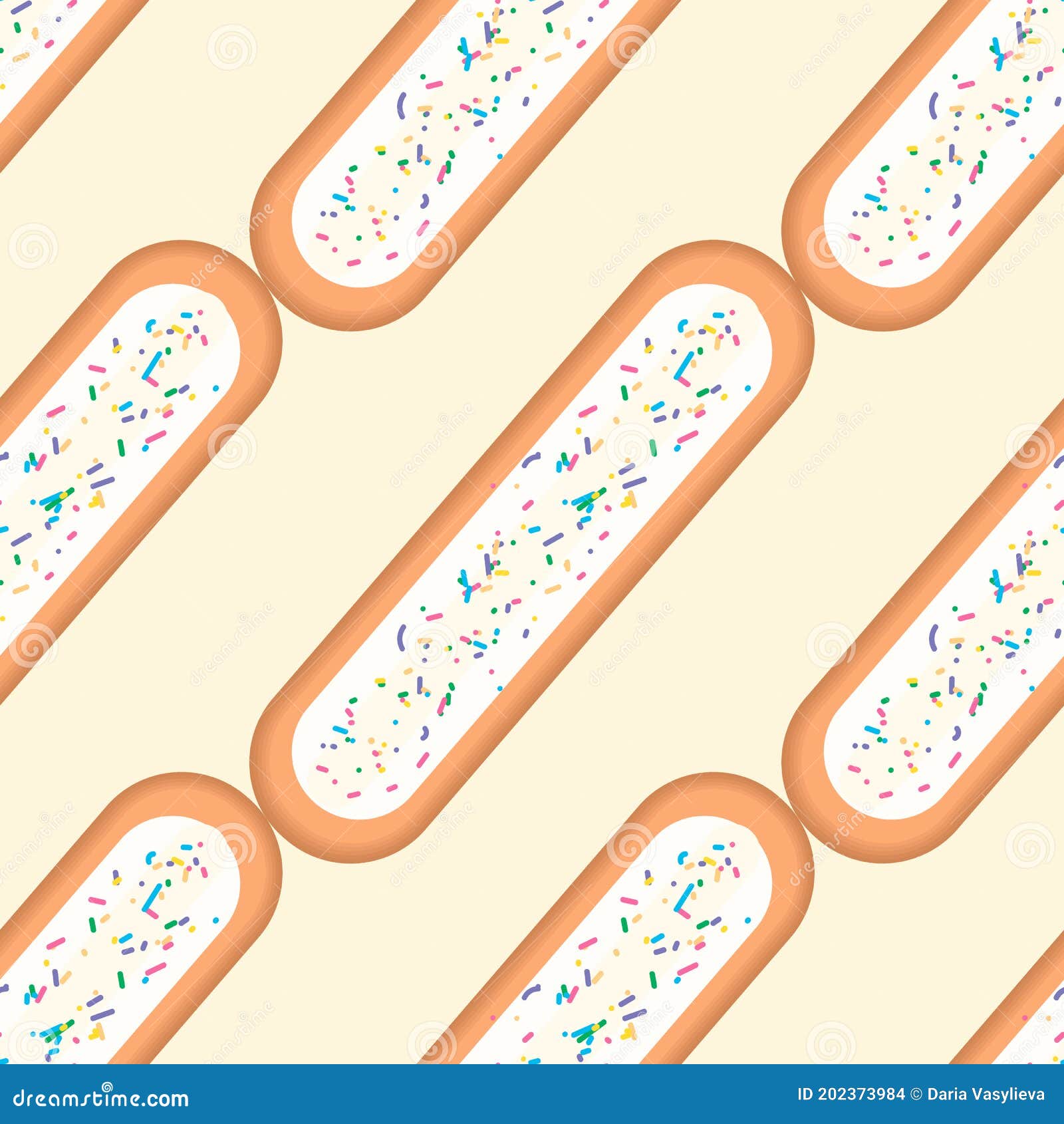 Vector Seamless Pattern with Eclairs Stock Vector - Illustration of ...