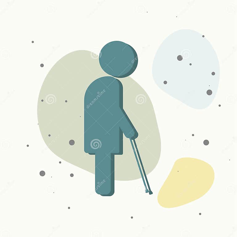 Vector Image Of An Elderly Man The Old Man Walks With A Cane On