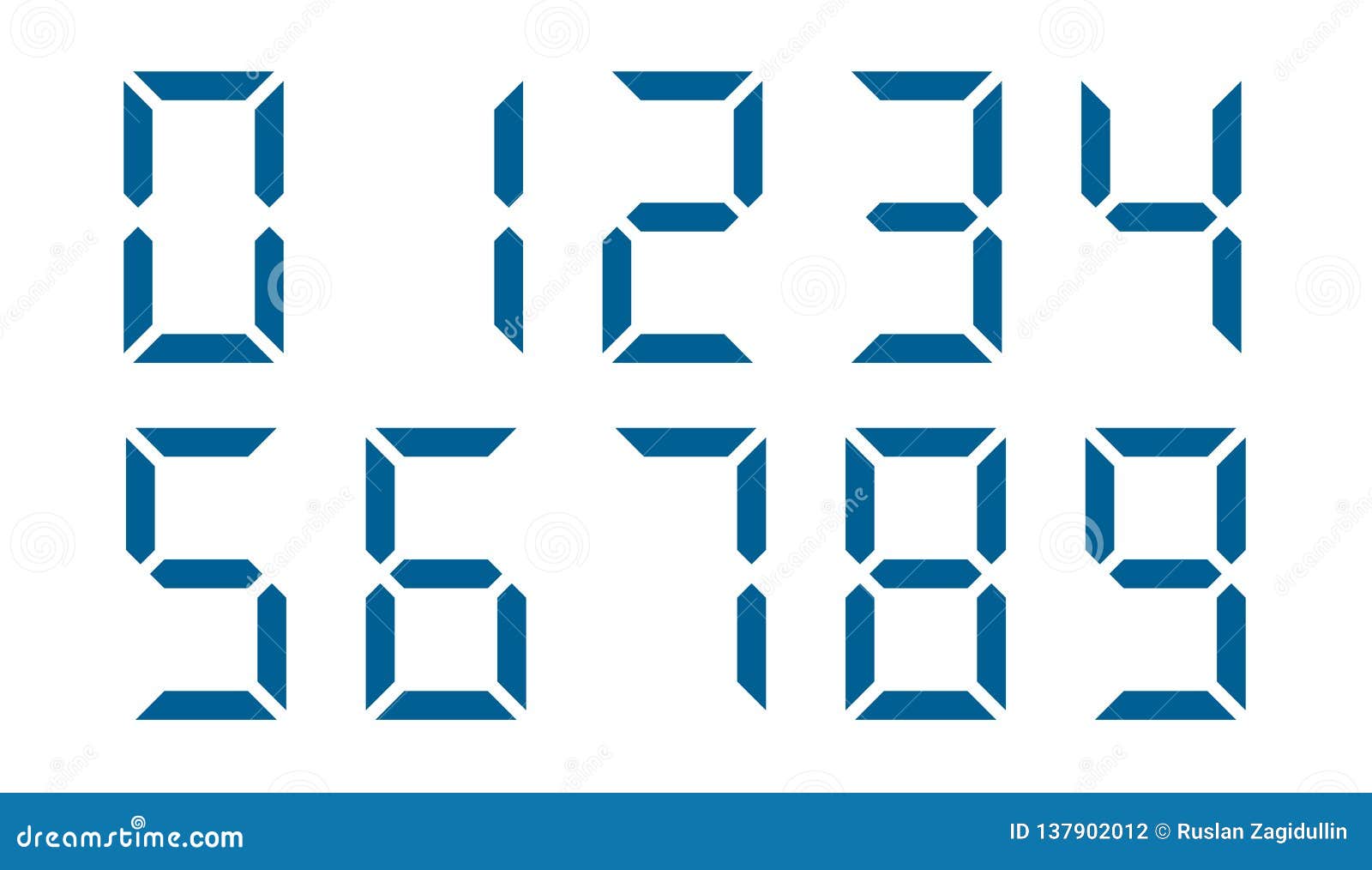 Vector Image of Electronic Blue Numbers on White Background Stock ...