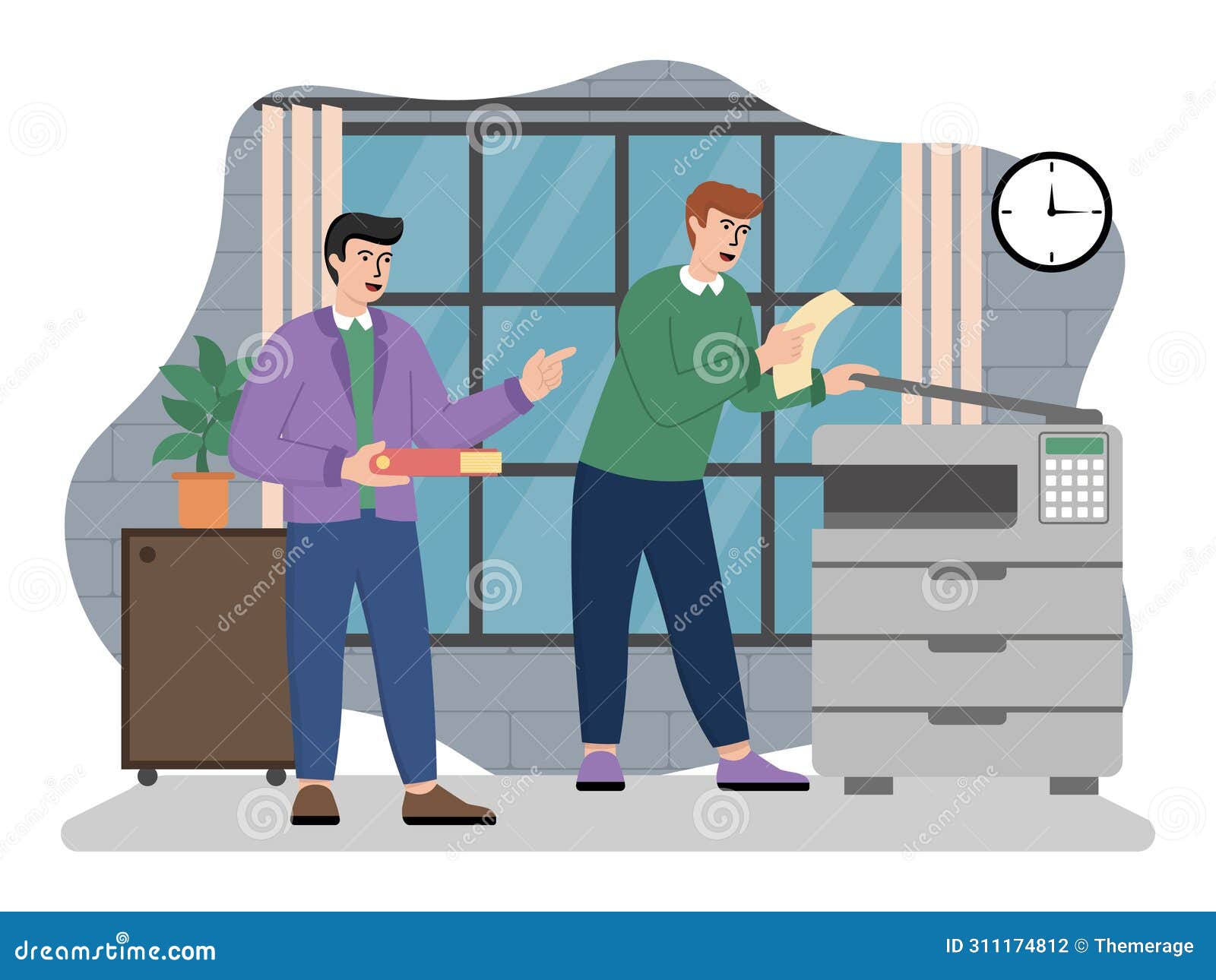 Vector Image of Employees Make Copies of Documents Stock Vector ...