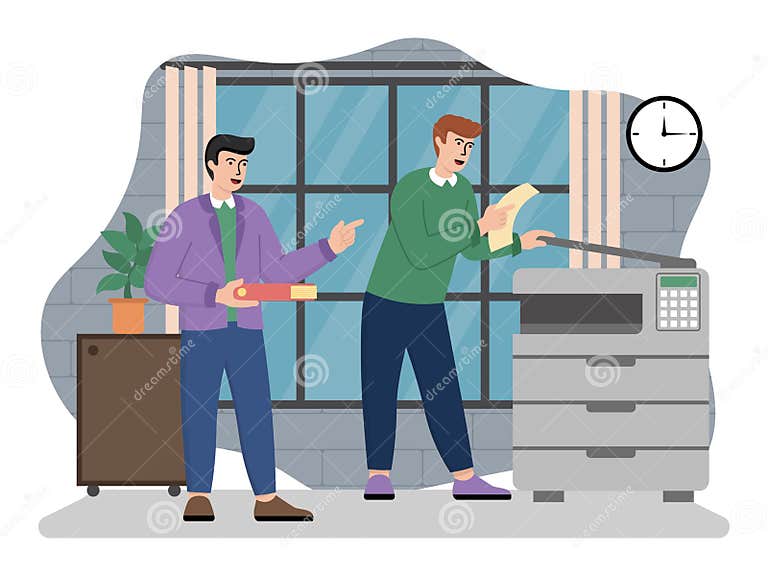Vector Image of Employees Make Copies of Documents Stock Vector ...