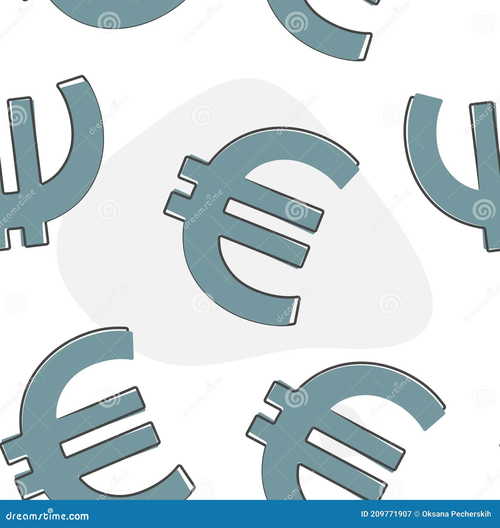 Vector Image of the Euro Sign Cartoon Style on Seamless Pattern on a ...