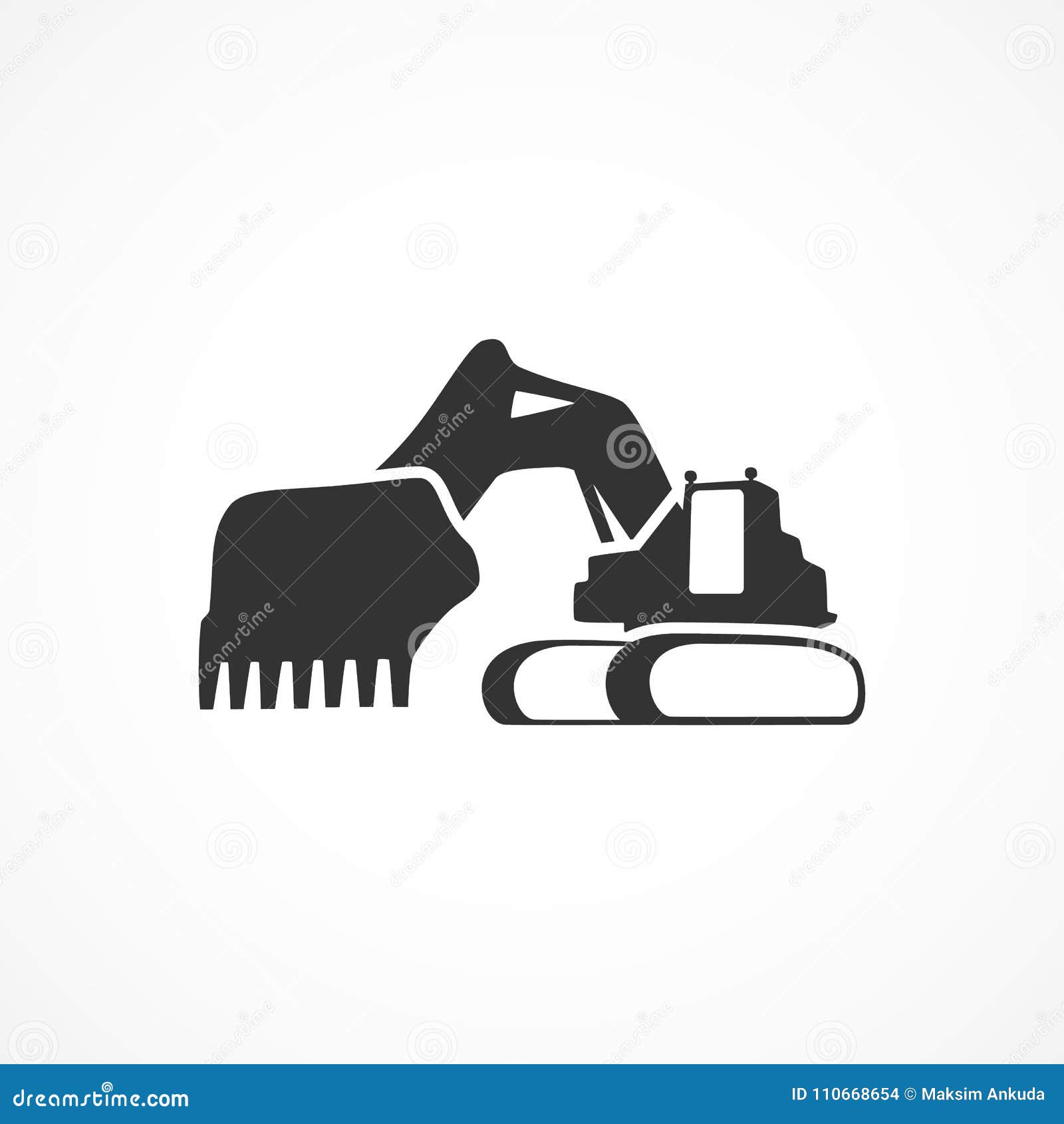 Excavator Icon, Linear Pictogram Cartoon Vector | CartoonDealer.com ...