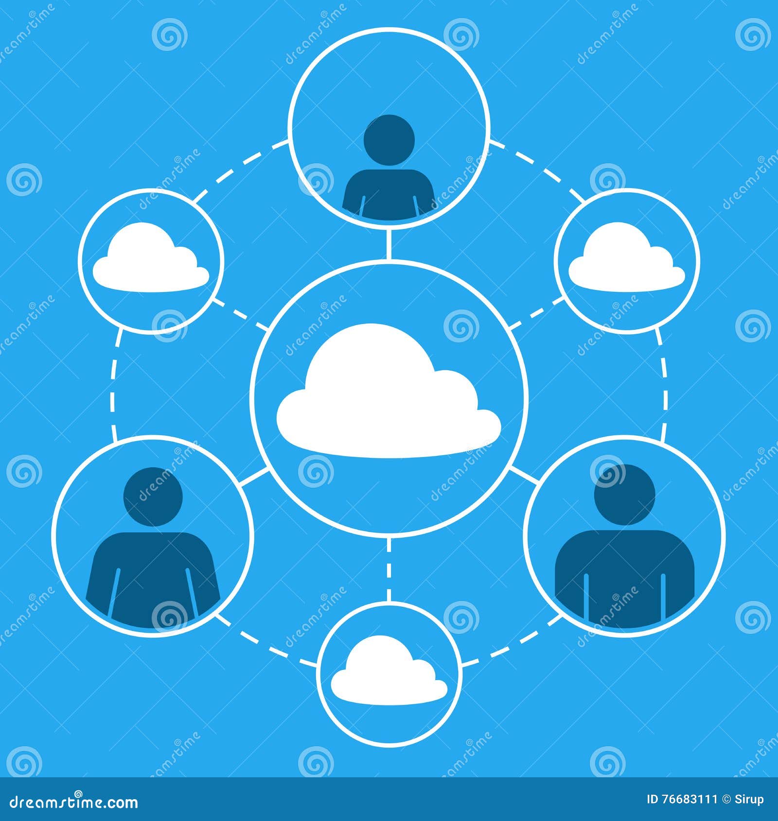 Vector Image of Family Social Networking with Cloud Concepts Stock ...