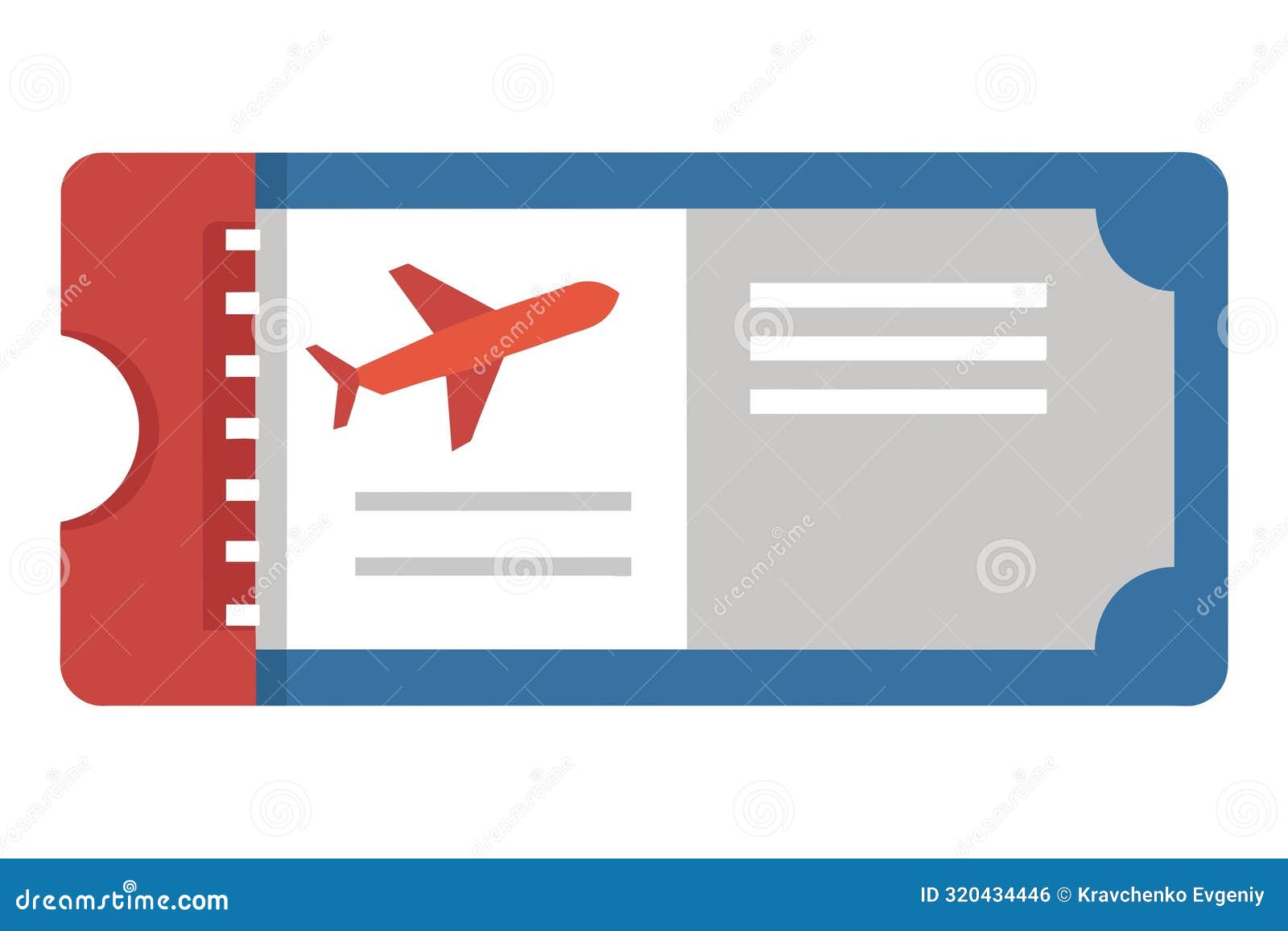 Vector Illustration of an Airline Ticket Design with a Red Airplane ...
