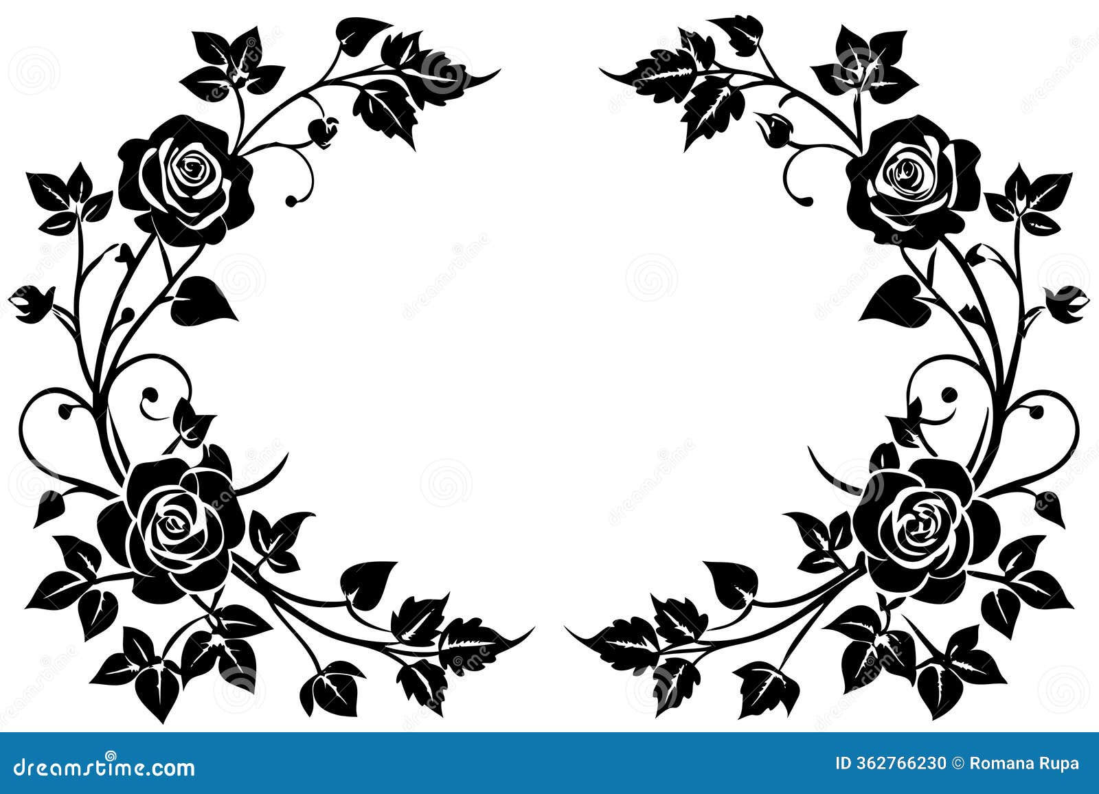 Elegant Rose Vine Border Design for Decorative Stock Illustration ...