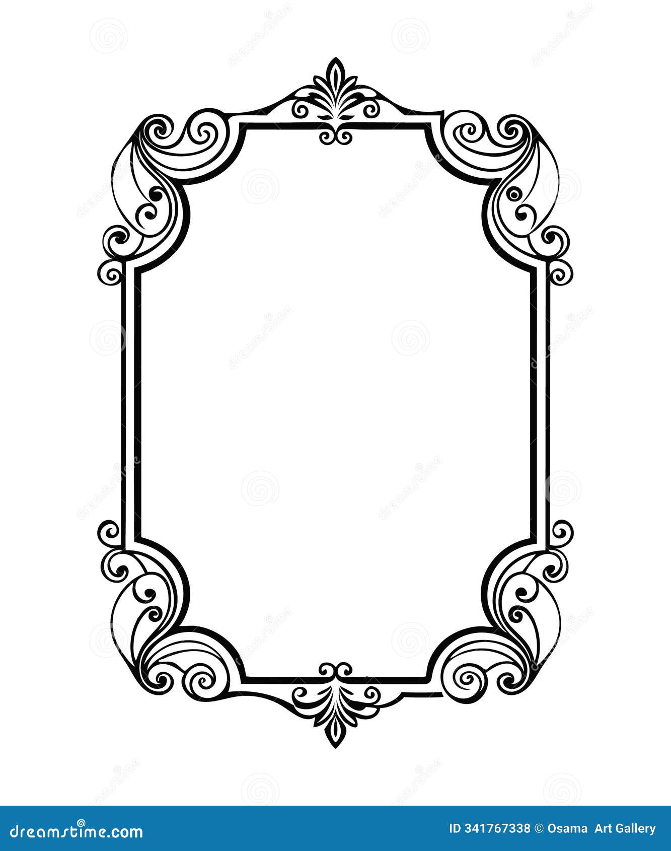 Elegant Decorative Black Outline Frame with Flourishes - Ornate Design ...